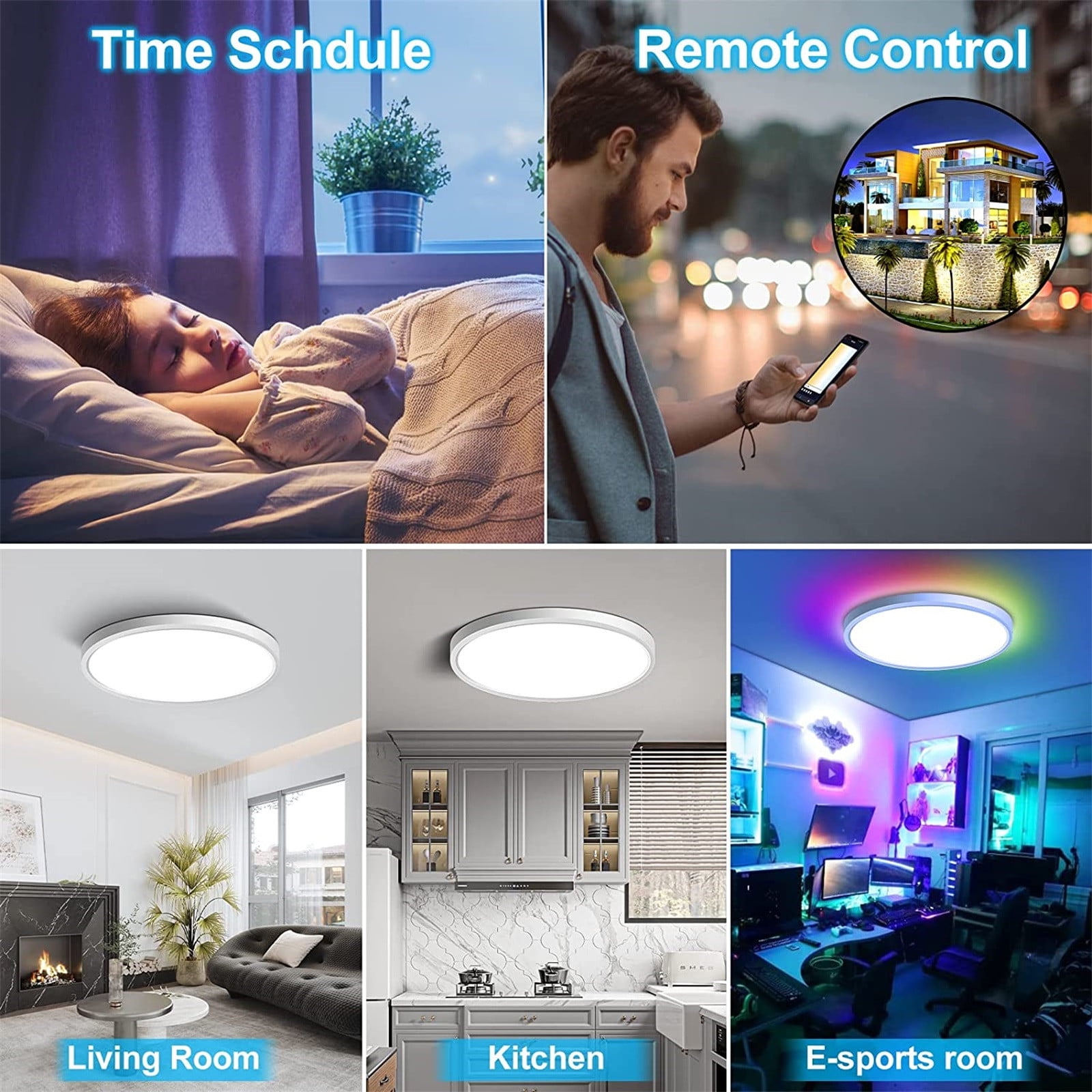 WiFi Smart Ceiling Lamp, LED Adjustable-backlight Smart Lamp, Energy ...