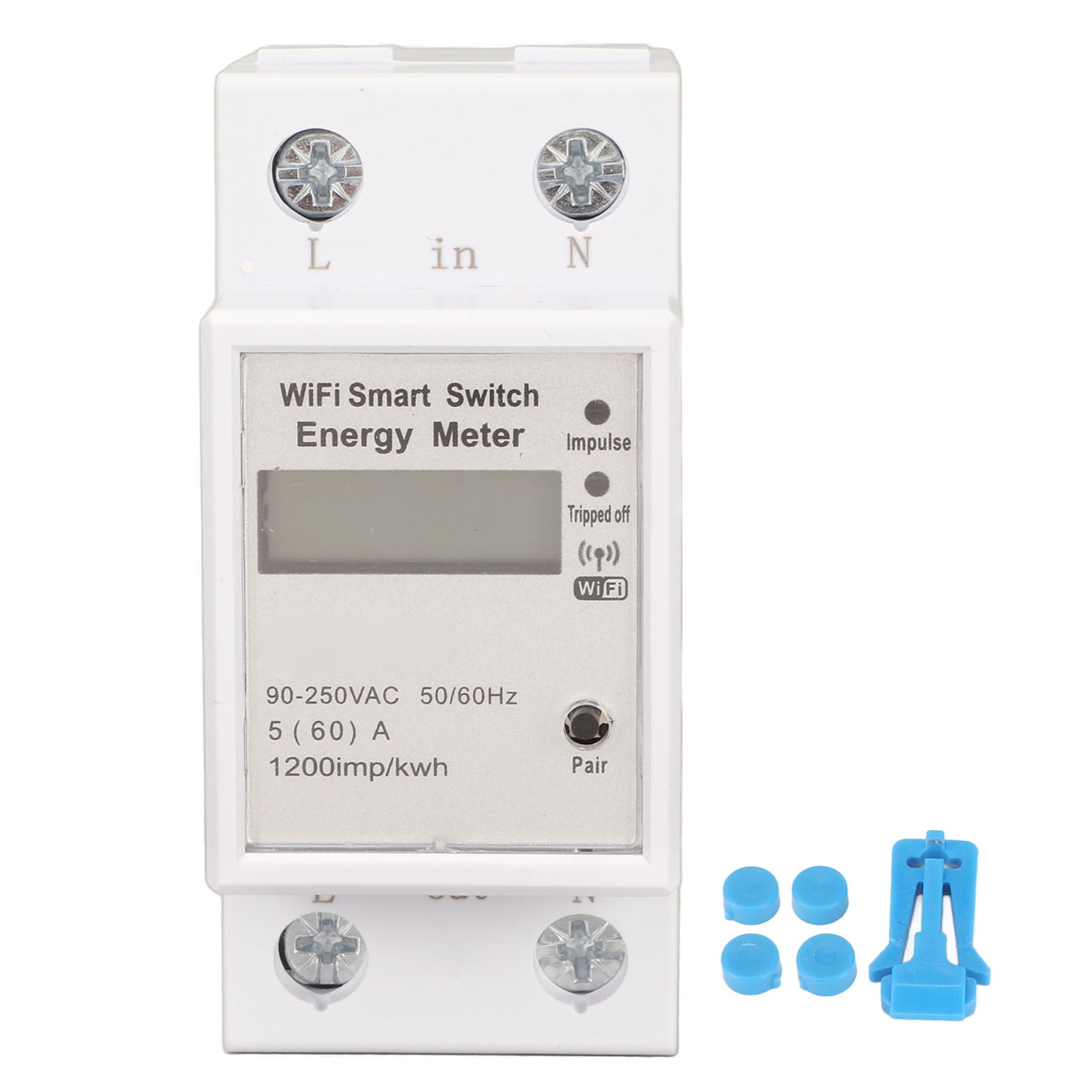 WiFi Smart Electricity Meter, 90-250VAC LCD Display, Watt Hour Meter ...