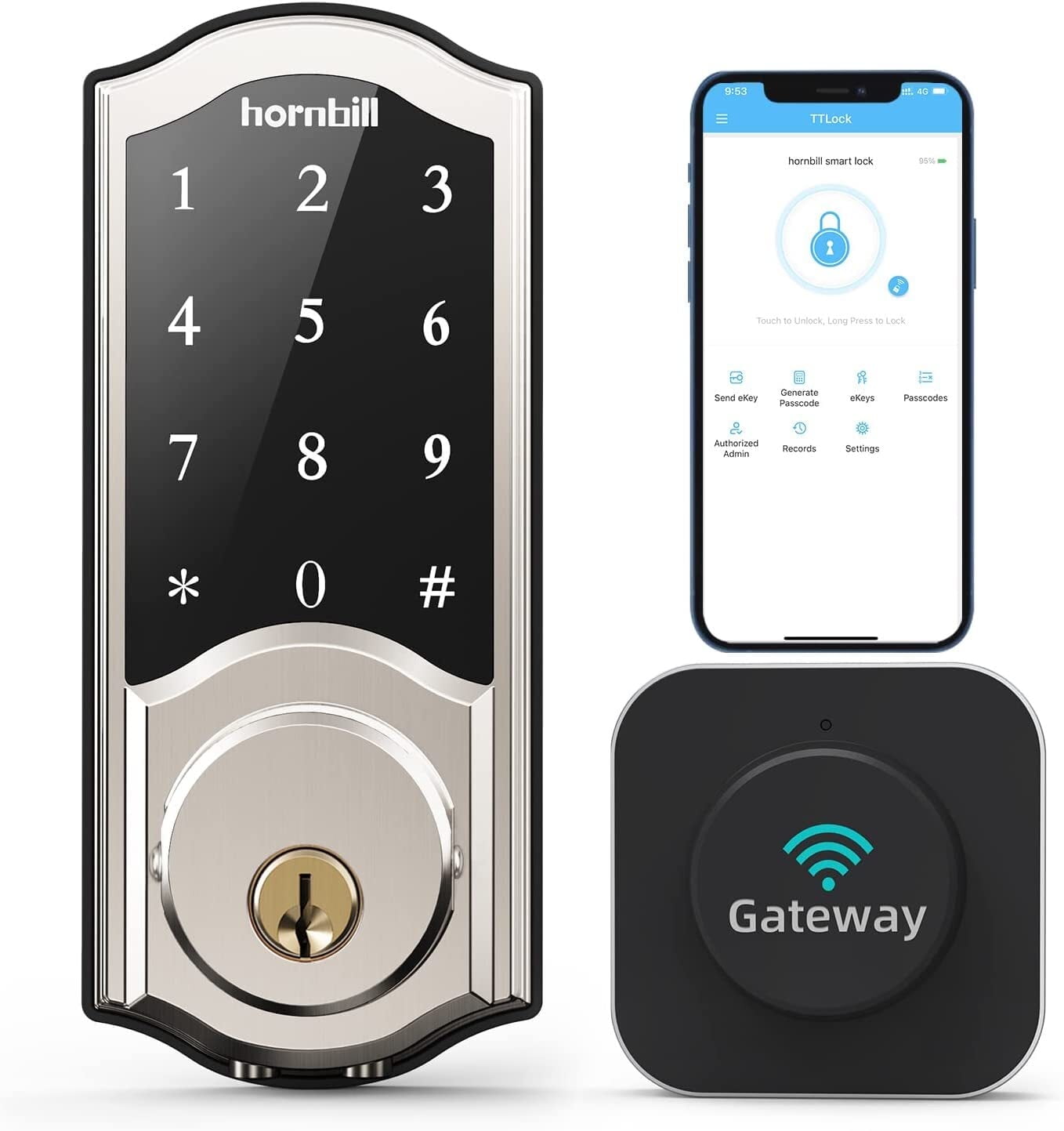 WiFi Smart Locks Deadbolt with Keypad, Hornbill Keyless Entry Digital ...
