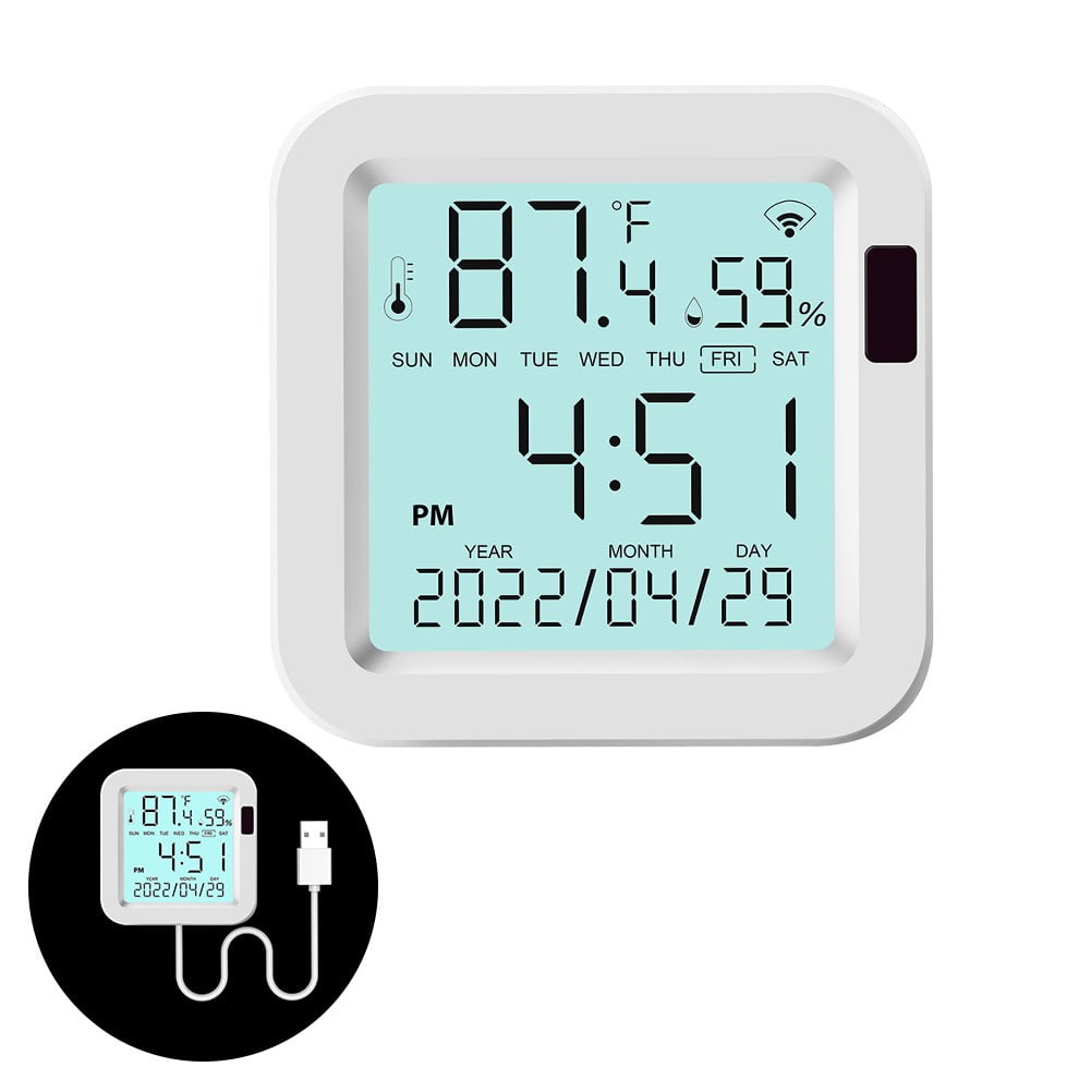 WiFi Smart Temperature Sensor Humidity Detector Hygrometer Thermometer ...