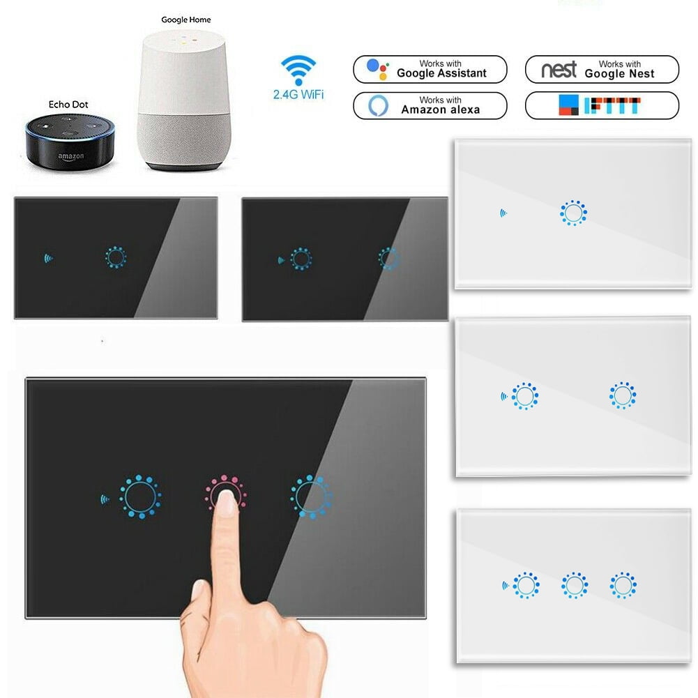 WiFi Smart Wall Touch Light Switch Glass Panel Wireless Remote Control ...