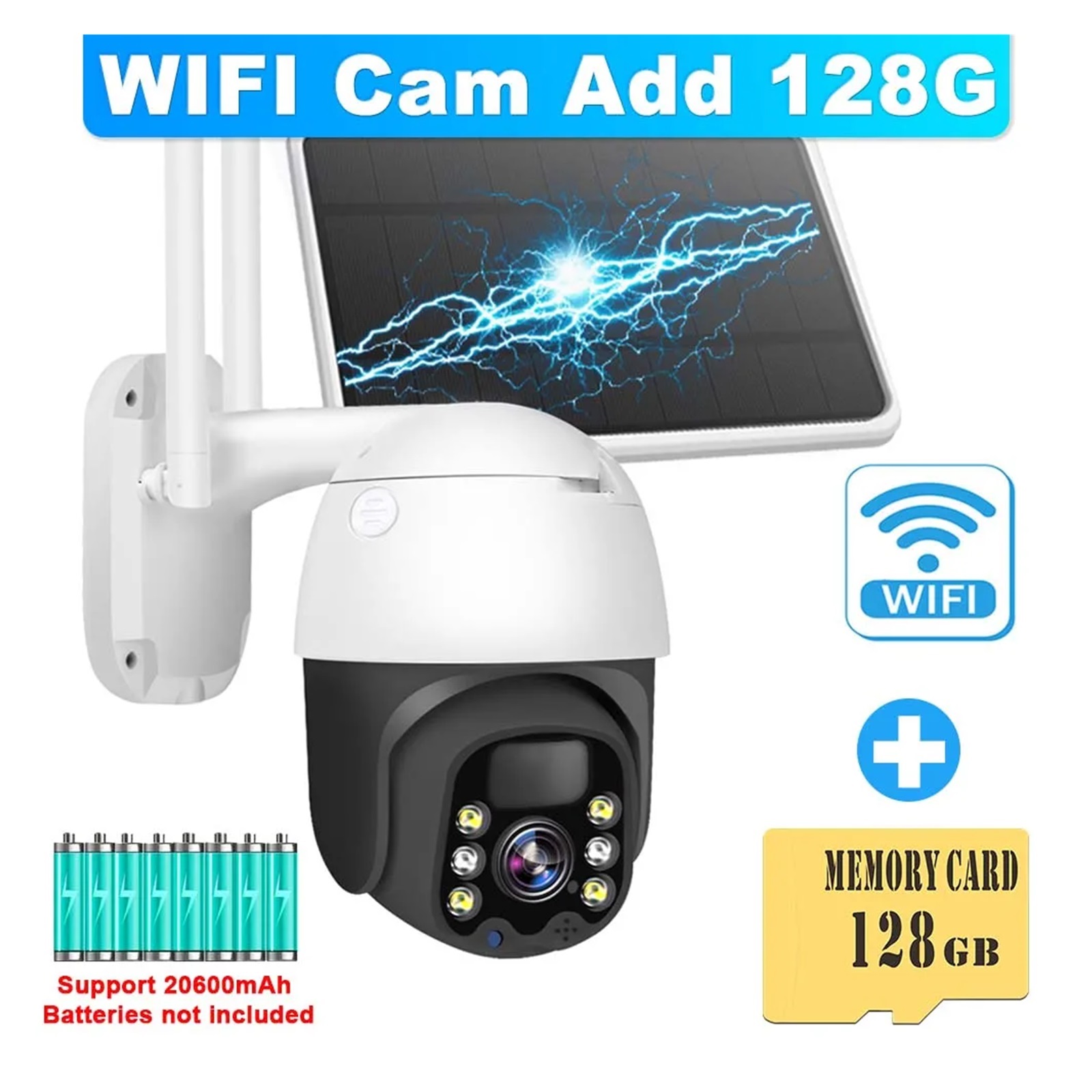 WiFi Solar Outdoor 4G SIM Card IP 1080P HD 4X Zoom Home Security Camera ...