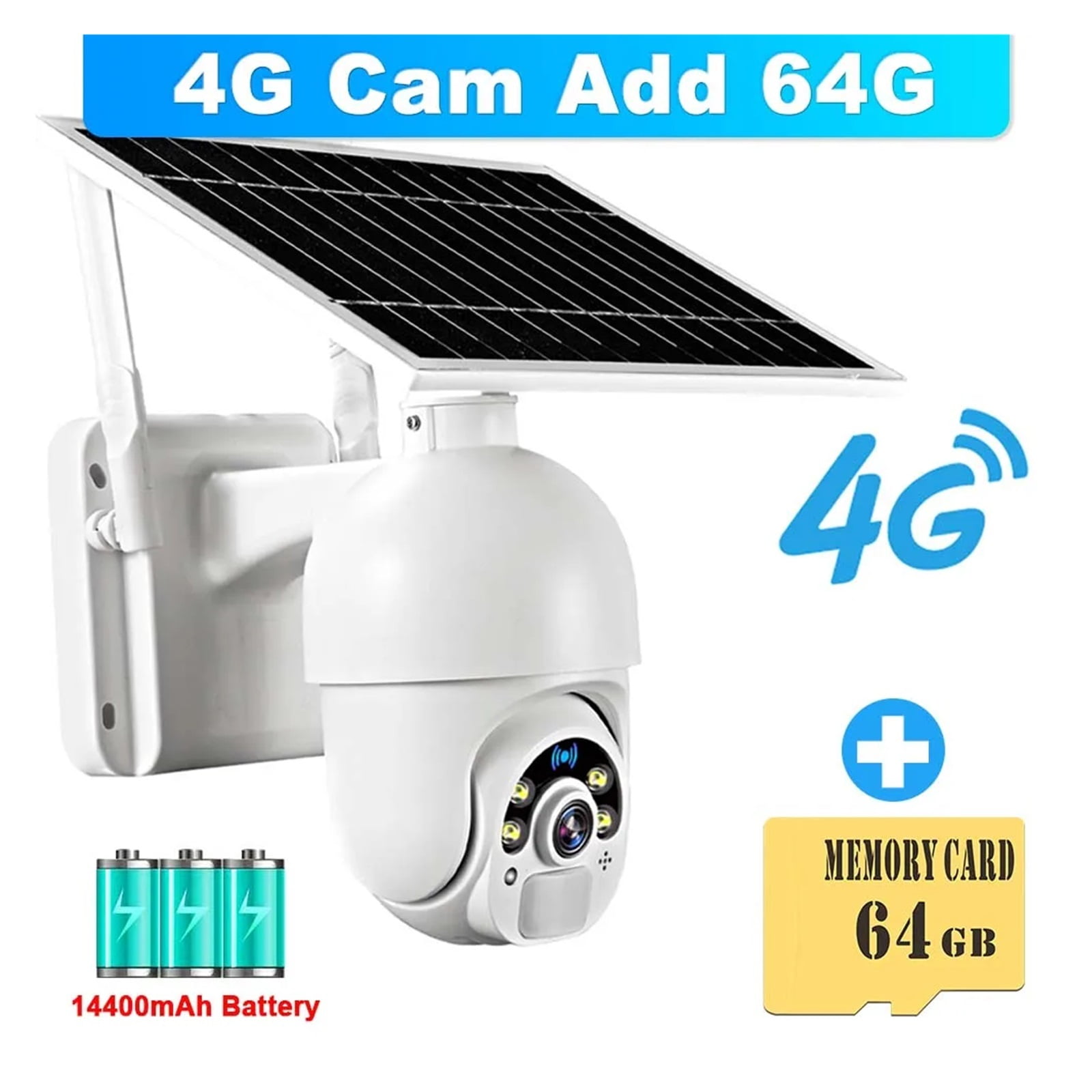 WiFi Solar Outdoor 4G SIM Card IP 1080P HD 4X Zoom Home Security Camera ...