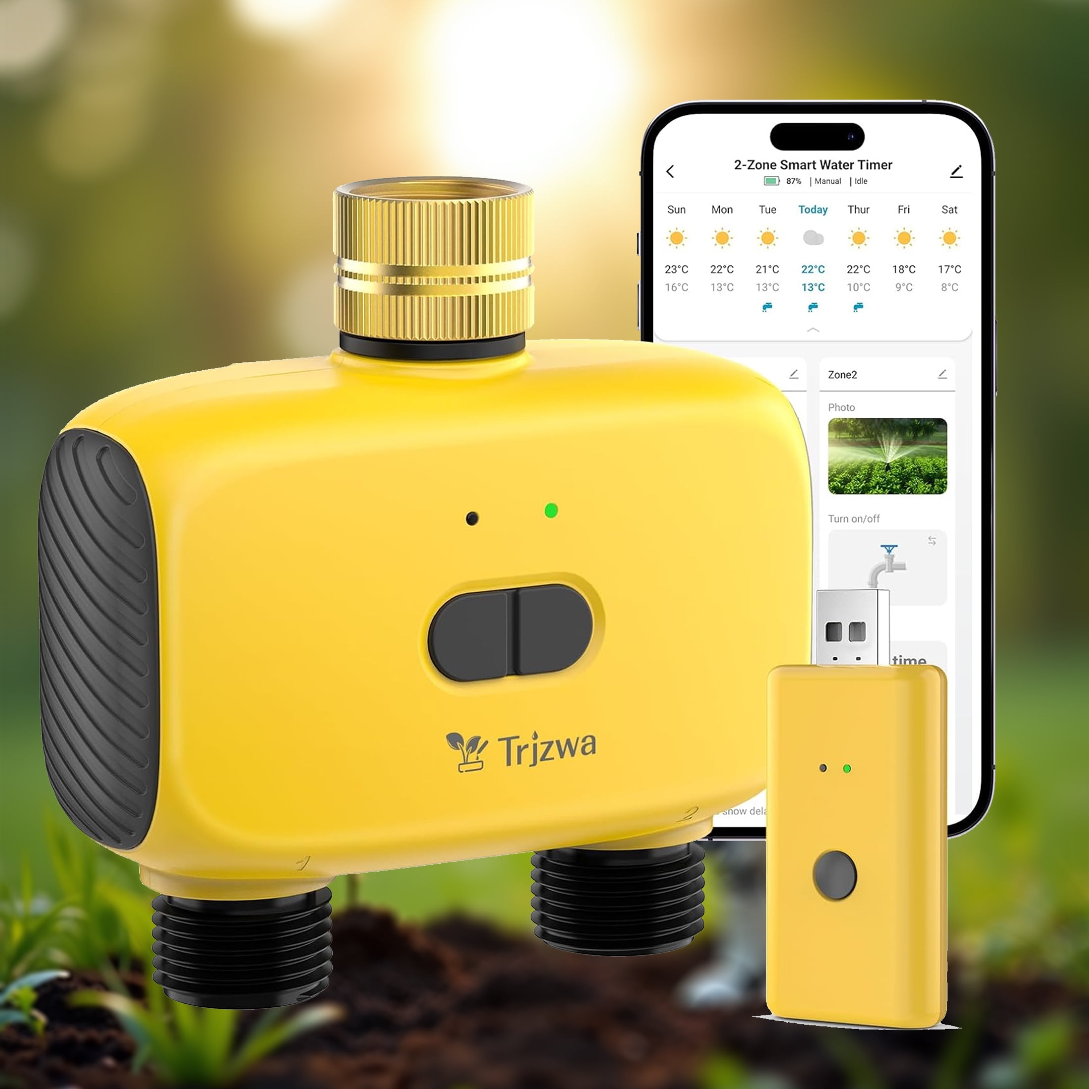 WiFi Sprinkler Timer,TRJZWA WiFi Water Timer for Garden Hose with Brass ...