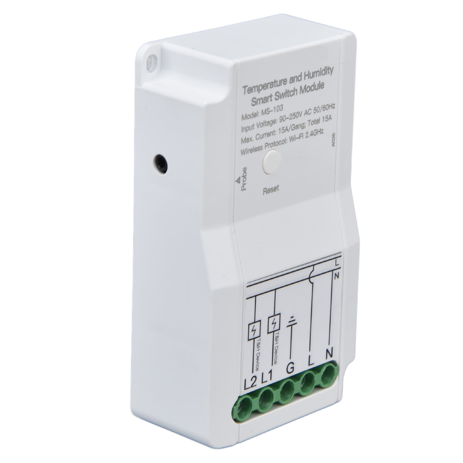 WiFi Temp/Humidity Switch: Dual Relay Output, Wireless Control, Smart App Compatible, 90,250V ...