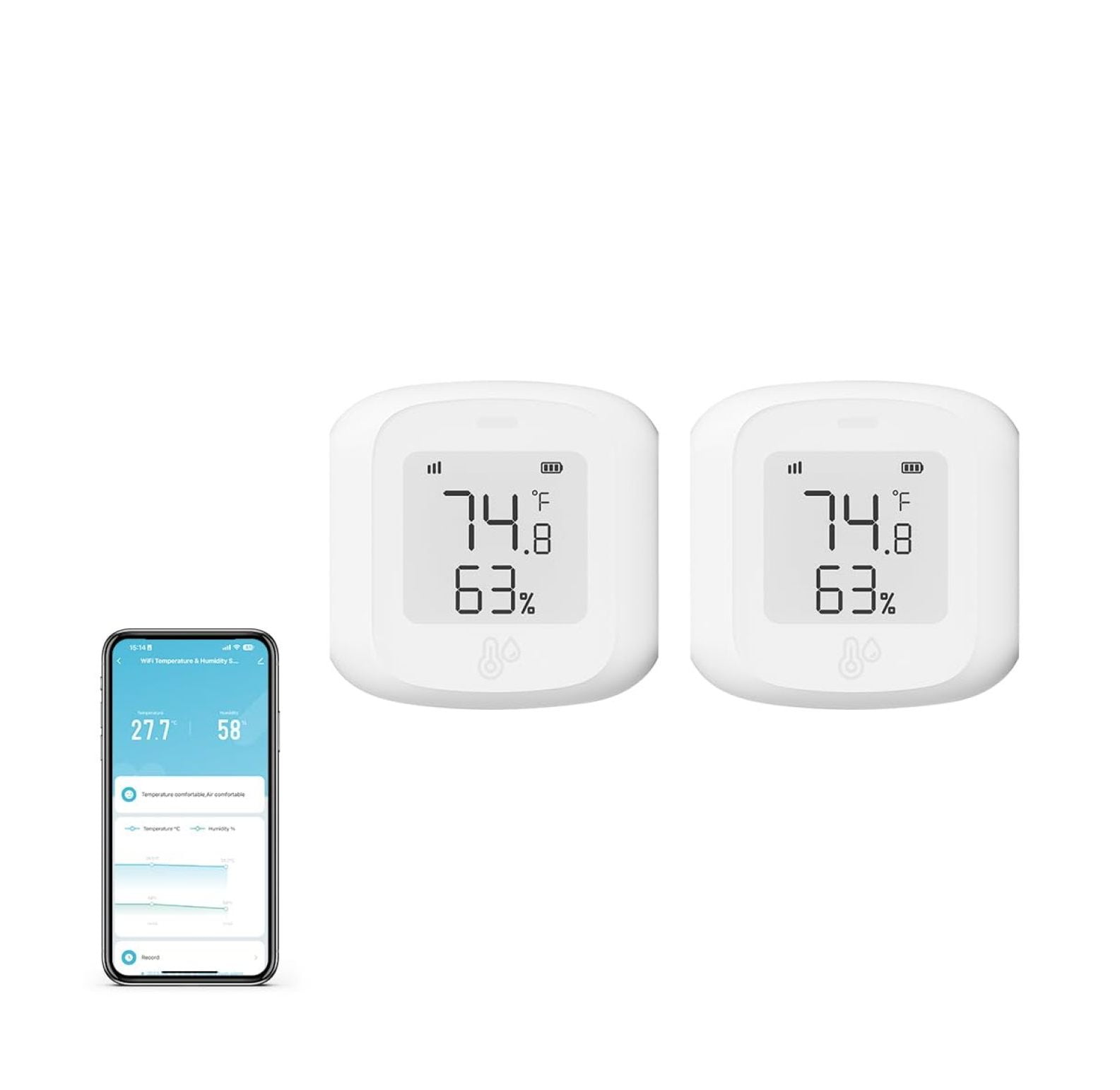 WiFi Temperature and Humidity Sensor,Tuya Humidity Sensor with LCD ...
