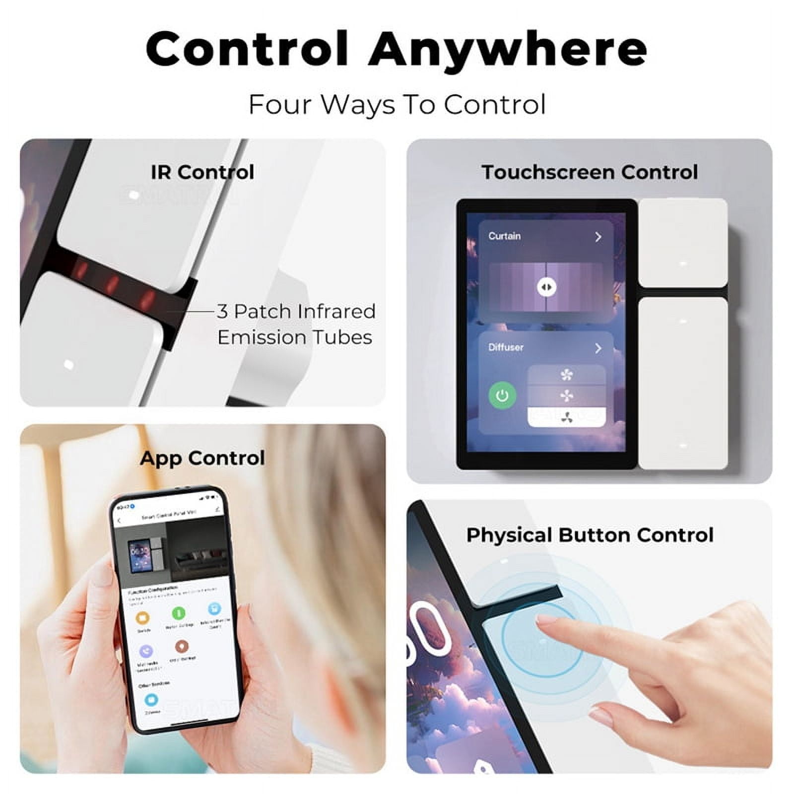 WiFi Tuya Smart Touch Screen 3.5 Inch Panel Scene Switch IR Remote ...