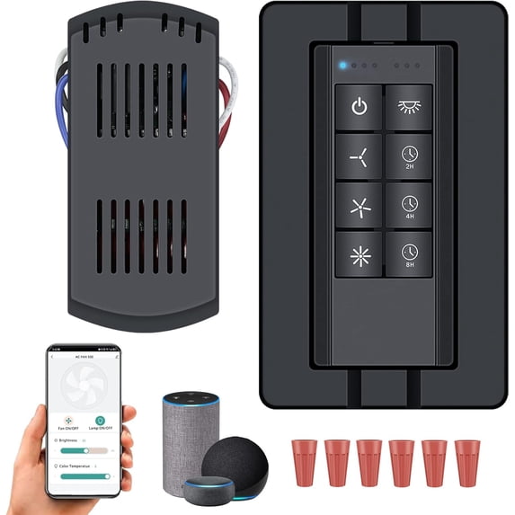 WiFi Universal Ceiling Fan Remote Control Kit, 3-Speed Light Dimmer ...
