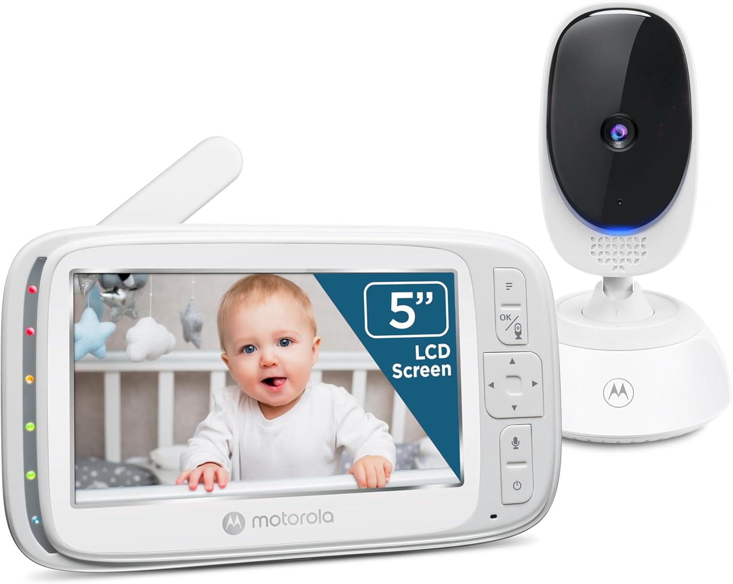 No WiFi Video Baby Monitor with Camera and Audio, 5” Screen, Remote Pan ...