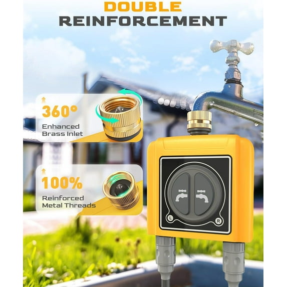 WiFi Water Timer with Brass Inlet, 2 Outlets Sprinkler Timer,Automatic ...
