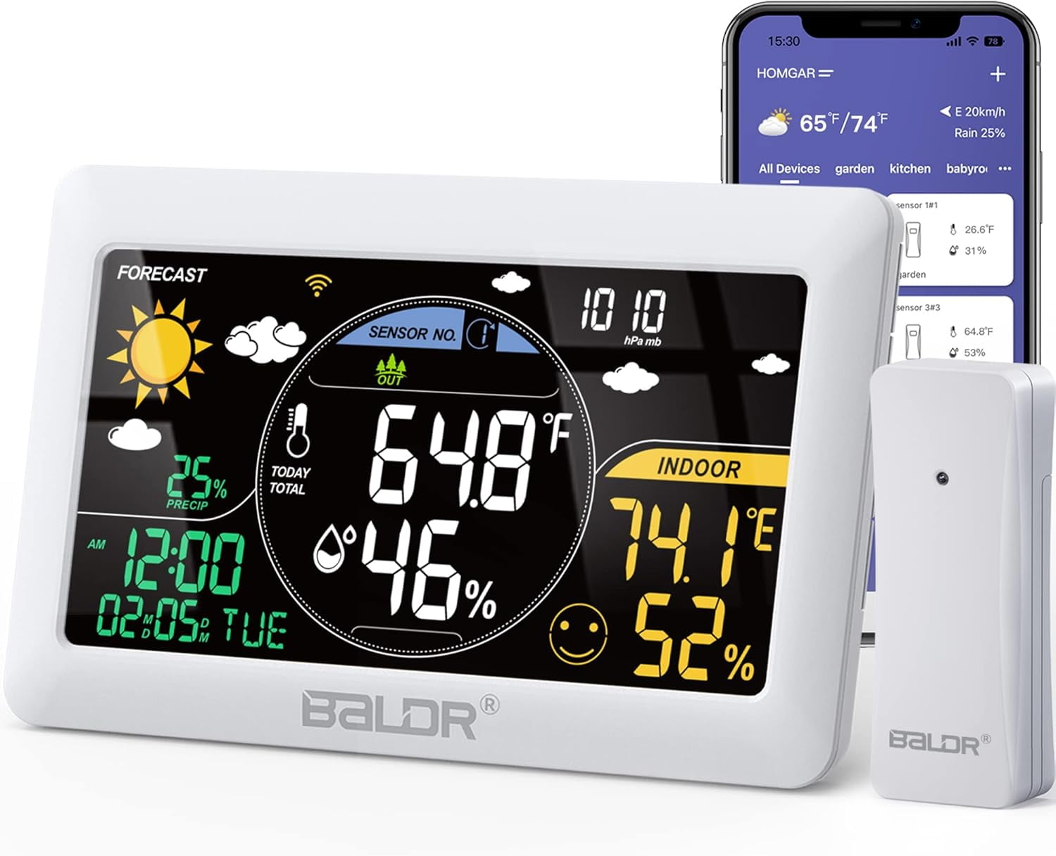 WiFi Weather Station, Smart Wireless Indoor Outdoor Thermometer with ...