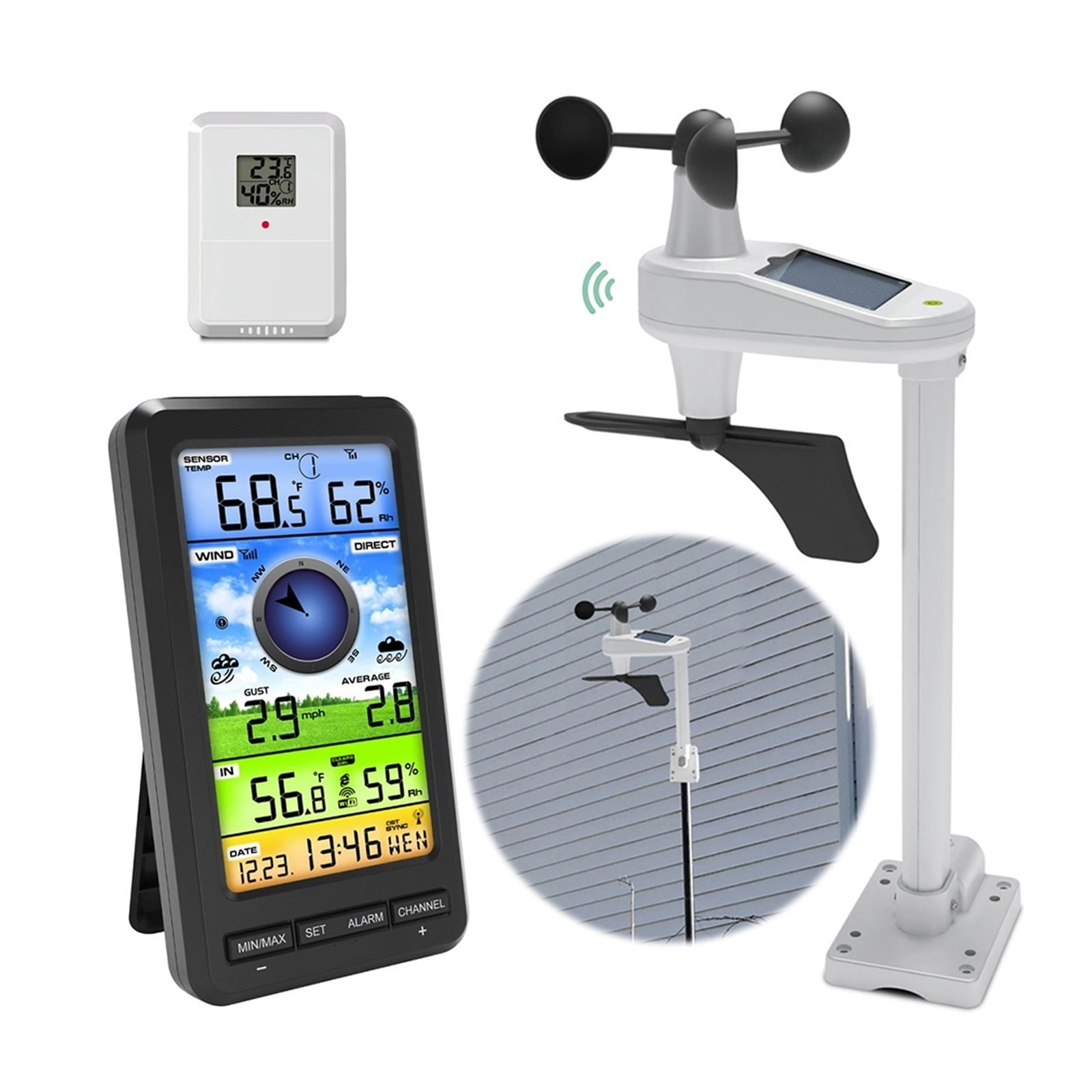 WiFi Weather Station Wind Speed/Direction Sensor Thermometer Hygrometer ...