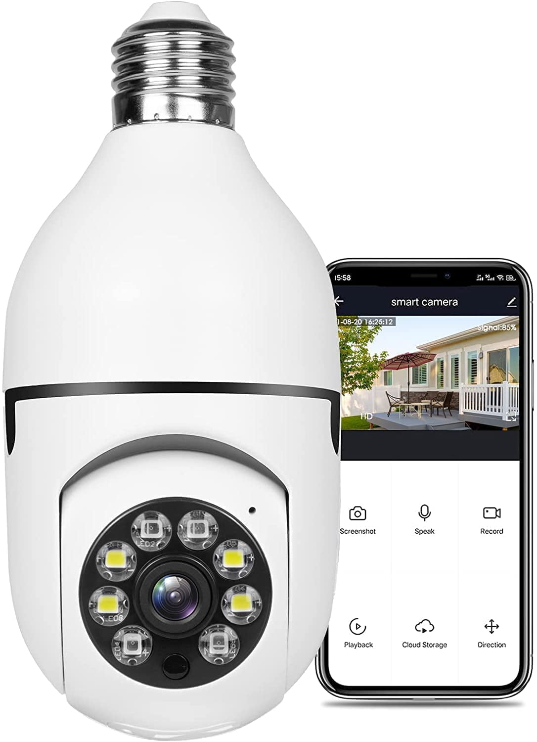 WiFi Wireless CCTV Camera 1080P Bulb Shape PTZ V380 Pro Security Camera ...