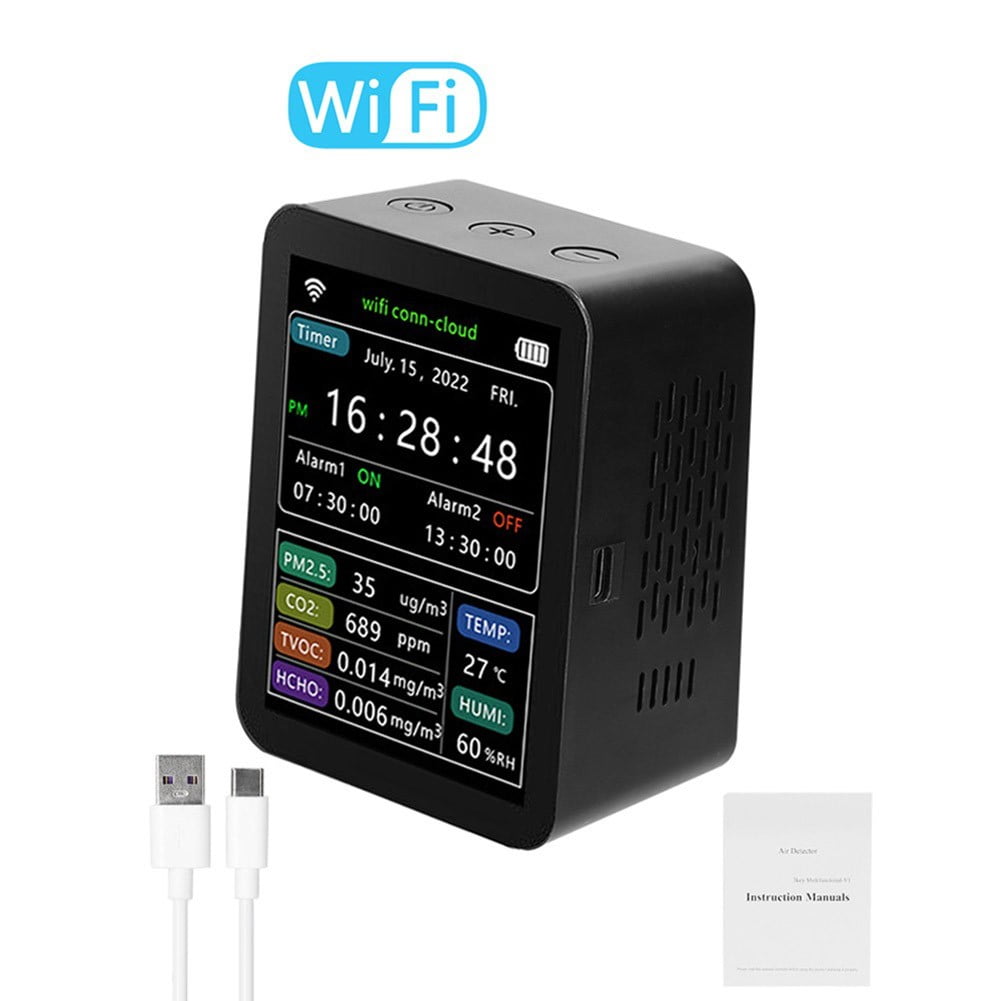 WiFi air quality detector PM2.5 temperature and humidity 6-in-1 ...