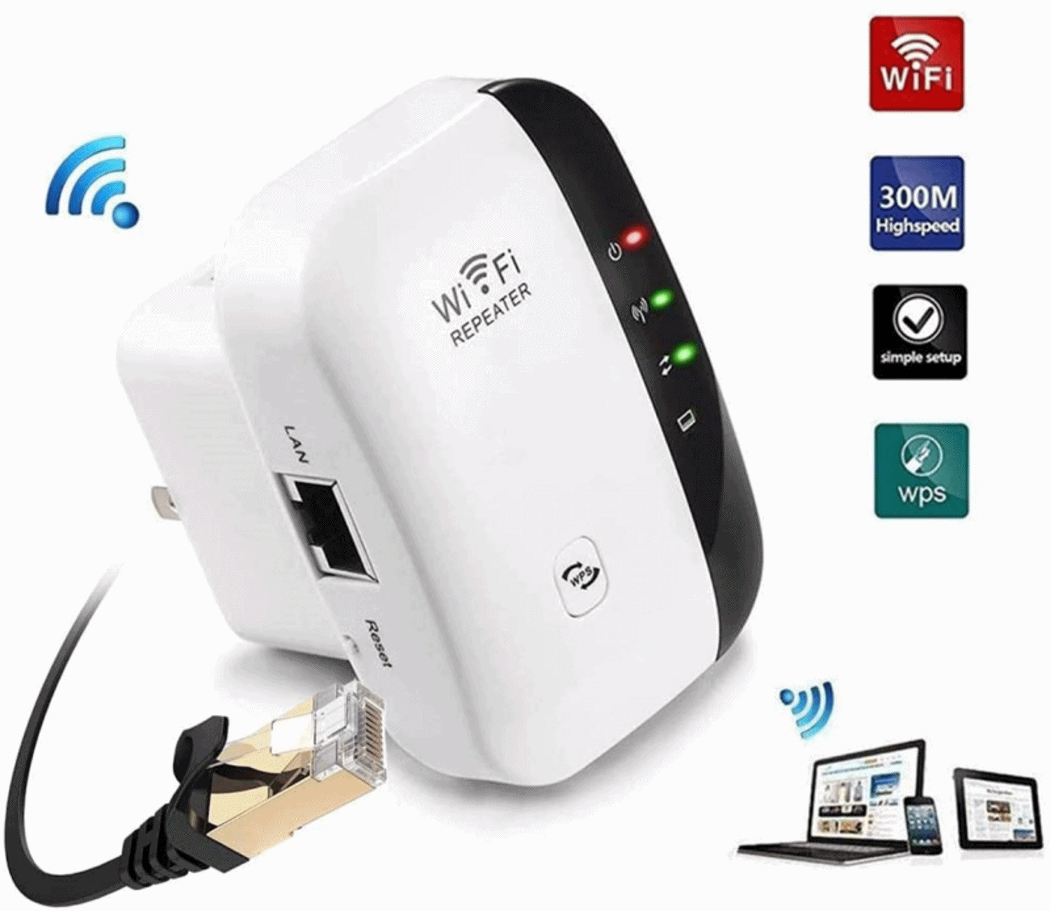 WiFi booster,2.4G Wireless Internet Booster for Home 300Mbps Superboost ...