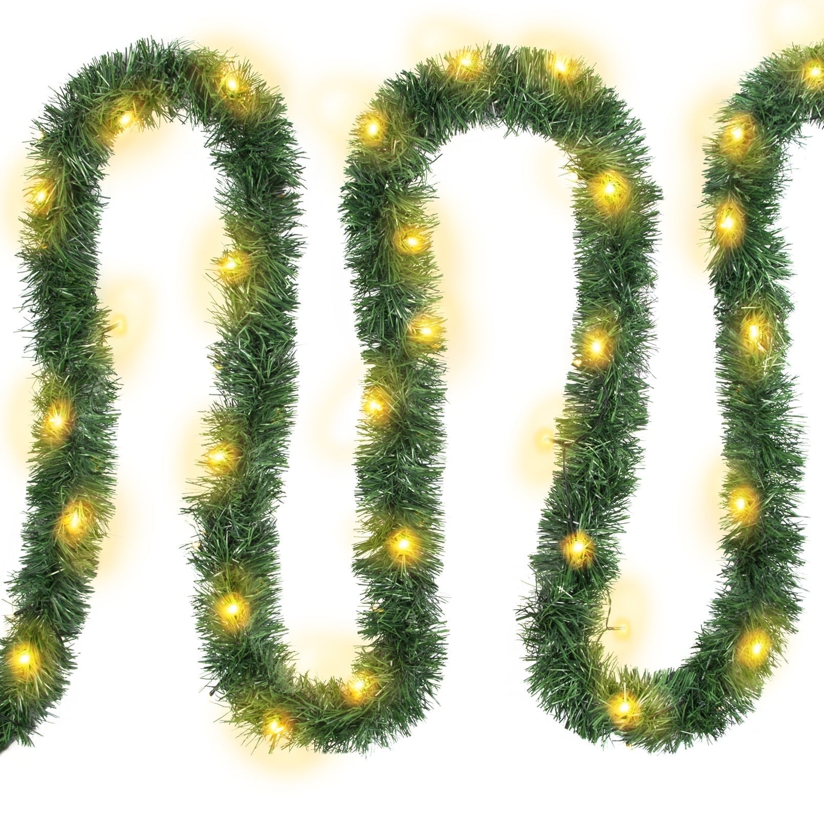 Wivi 19.69 ft Christmas Garland with 60 Lights, Pre-Lit Artificial ...