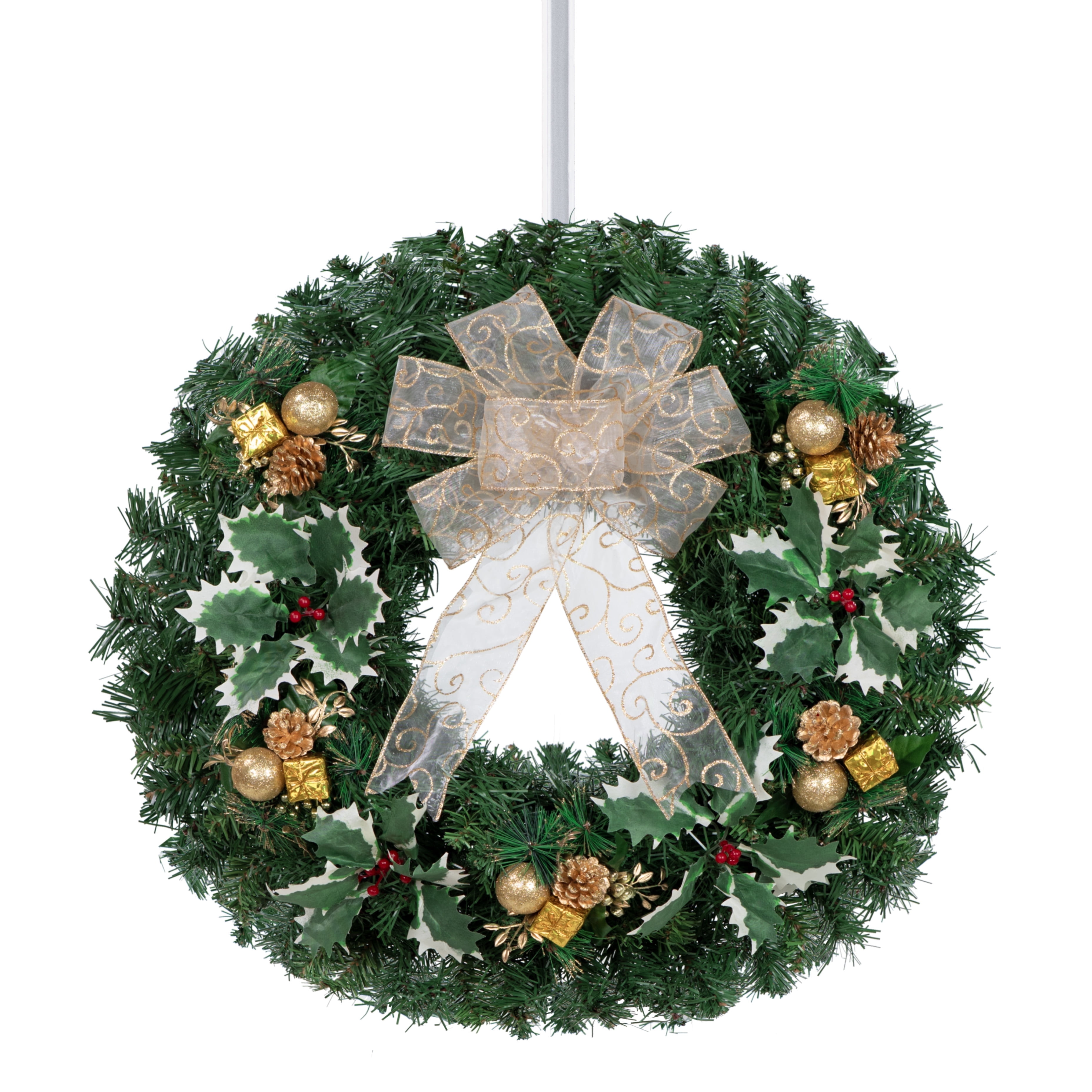 WiVi Christmas Wreath Gold Packages and Holly with Gold Glitter Bow ...