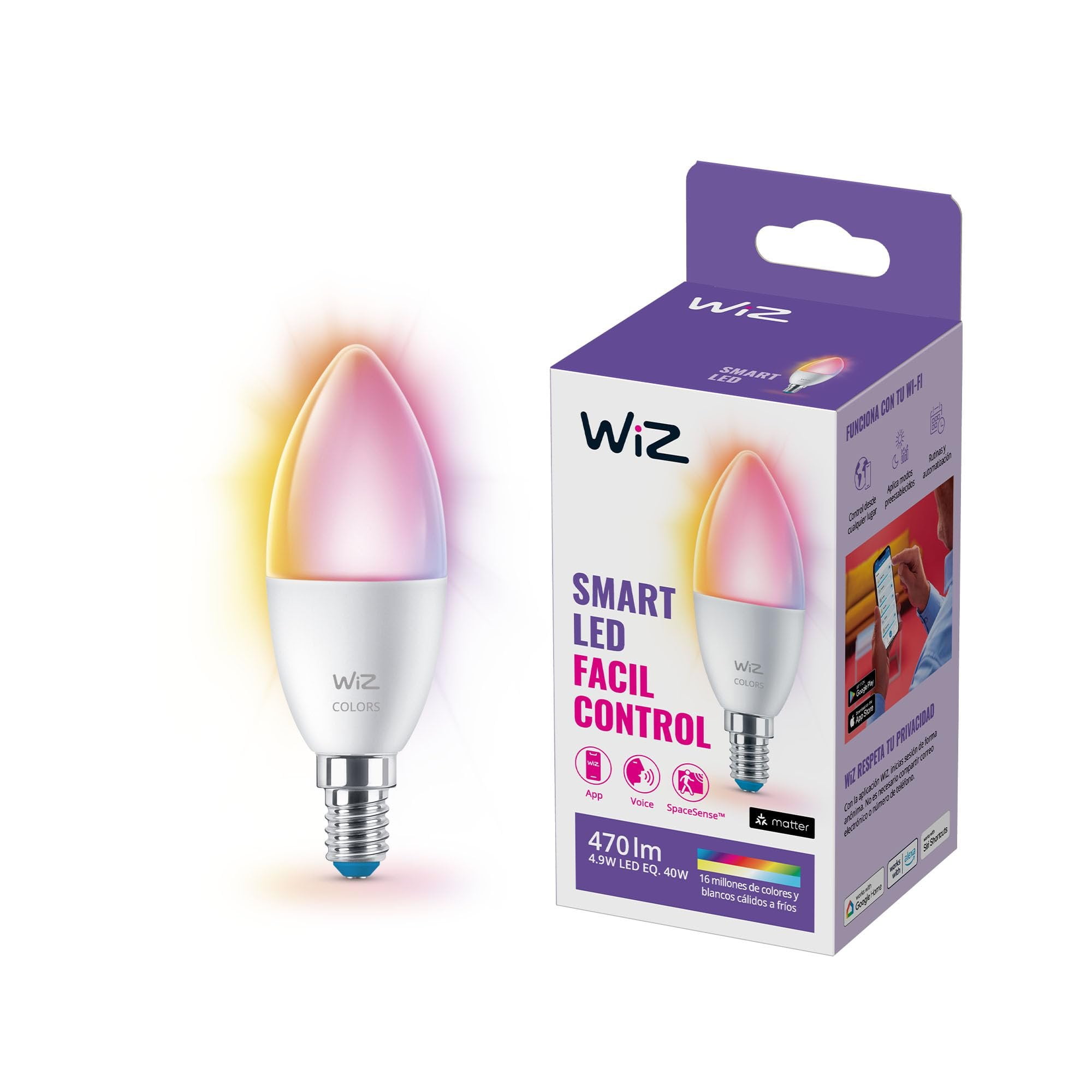 WiZ LED Smart Candle Bulb B12 - Multicolor, Wi-Fi, E26, Indoor - 1 Pack ...