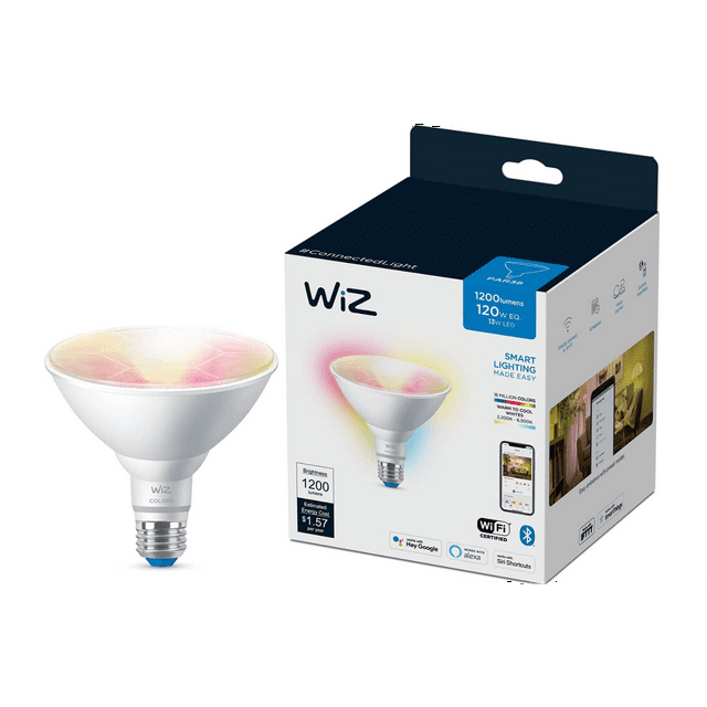 WiZ Connected Color PAR38 Outdoor Smart WiFi Light Bulb, 2200K - 6500K ...