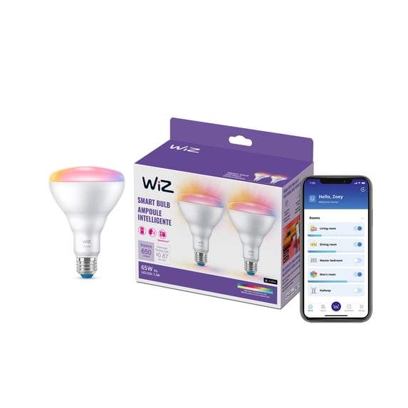 WiZ, Color Flood Light Bulb, 65W Equivalent BR30, 2 Pack - Walmart.com