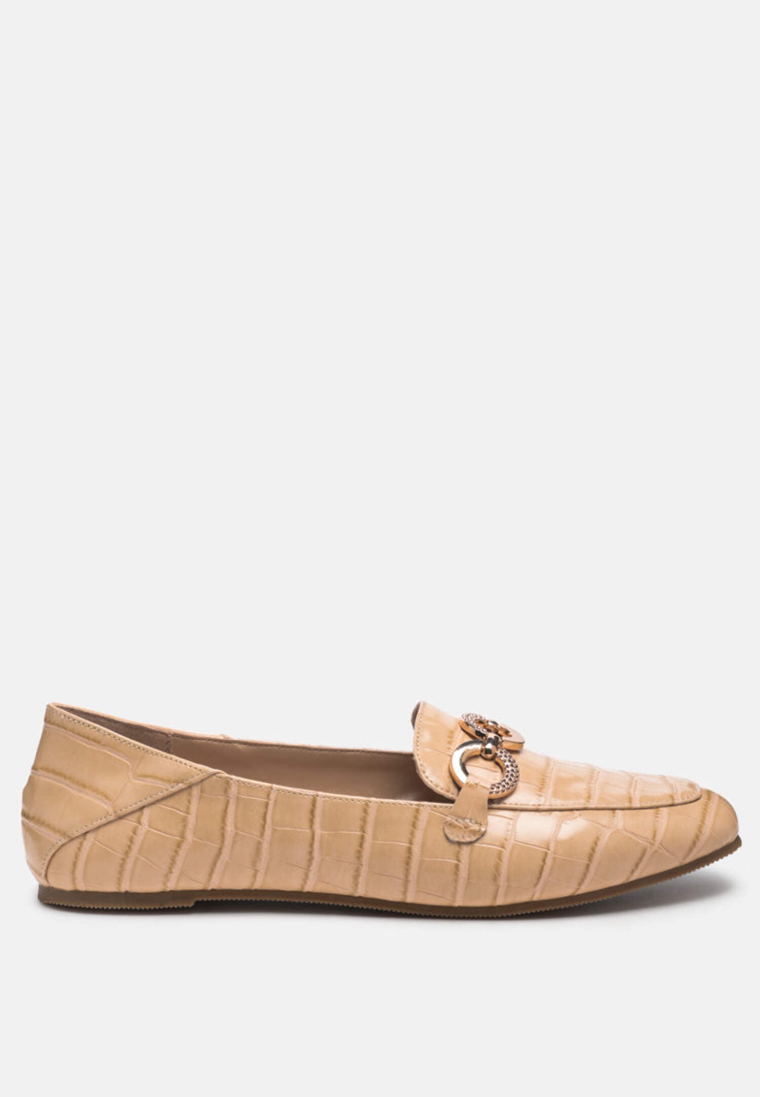 Wibele Croc Textured Metal Show Detail Loafers - Walmart.com