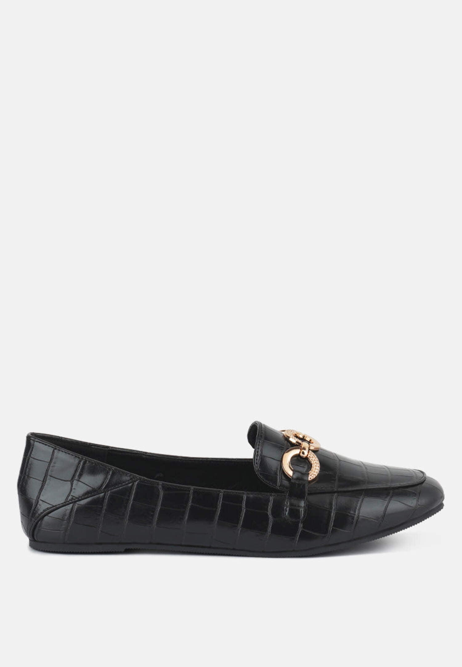 Wibele Croc Textured Metal Show Detail Loafers - Walmart.com