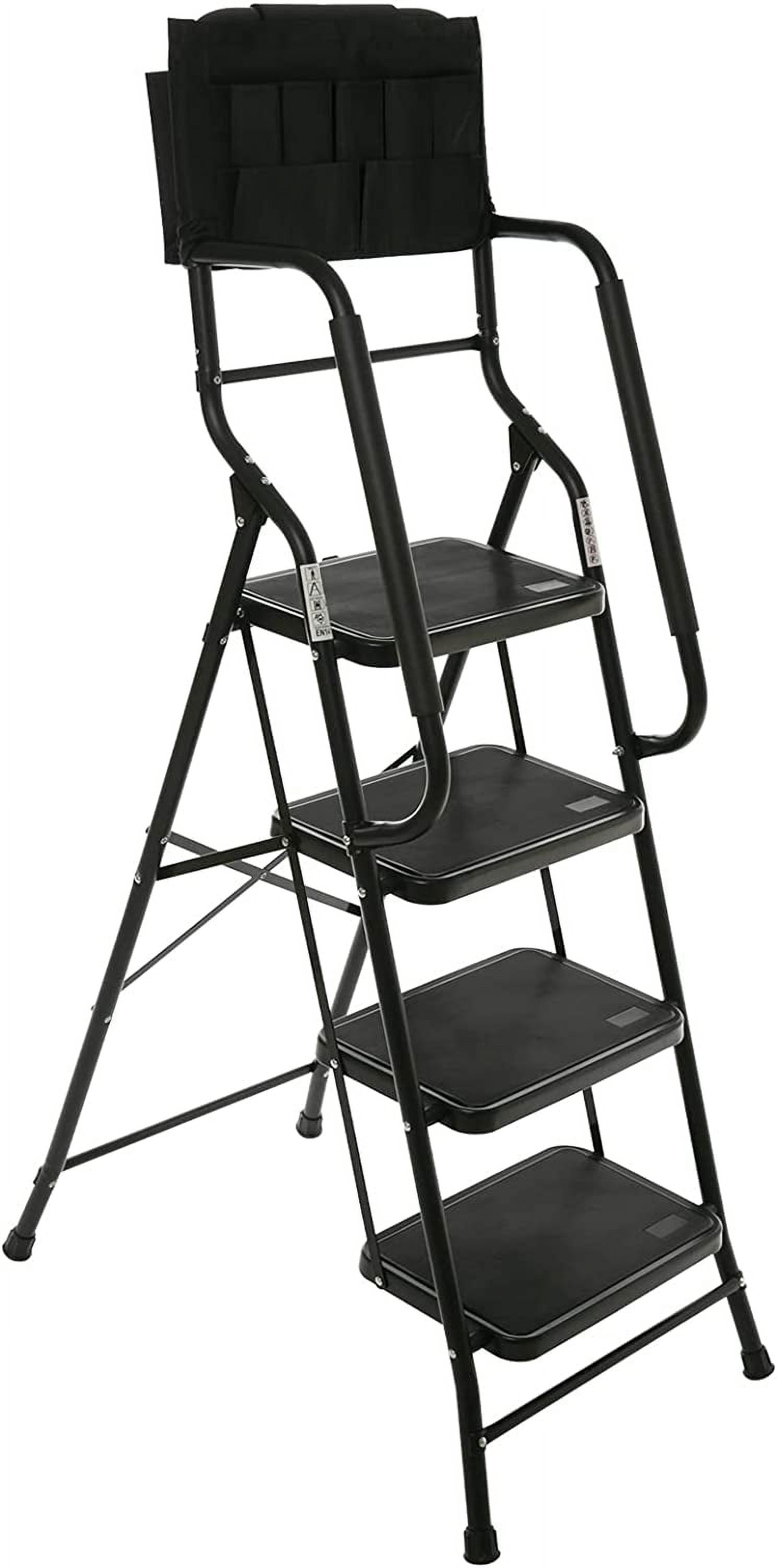 WiberWi 4 Step Ladder with Handrails 500 lb Capacity Step Stool Folding ...