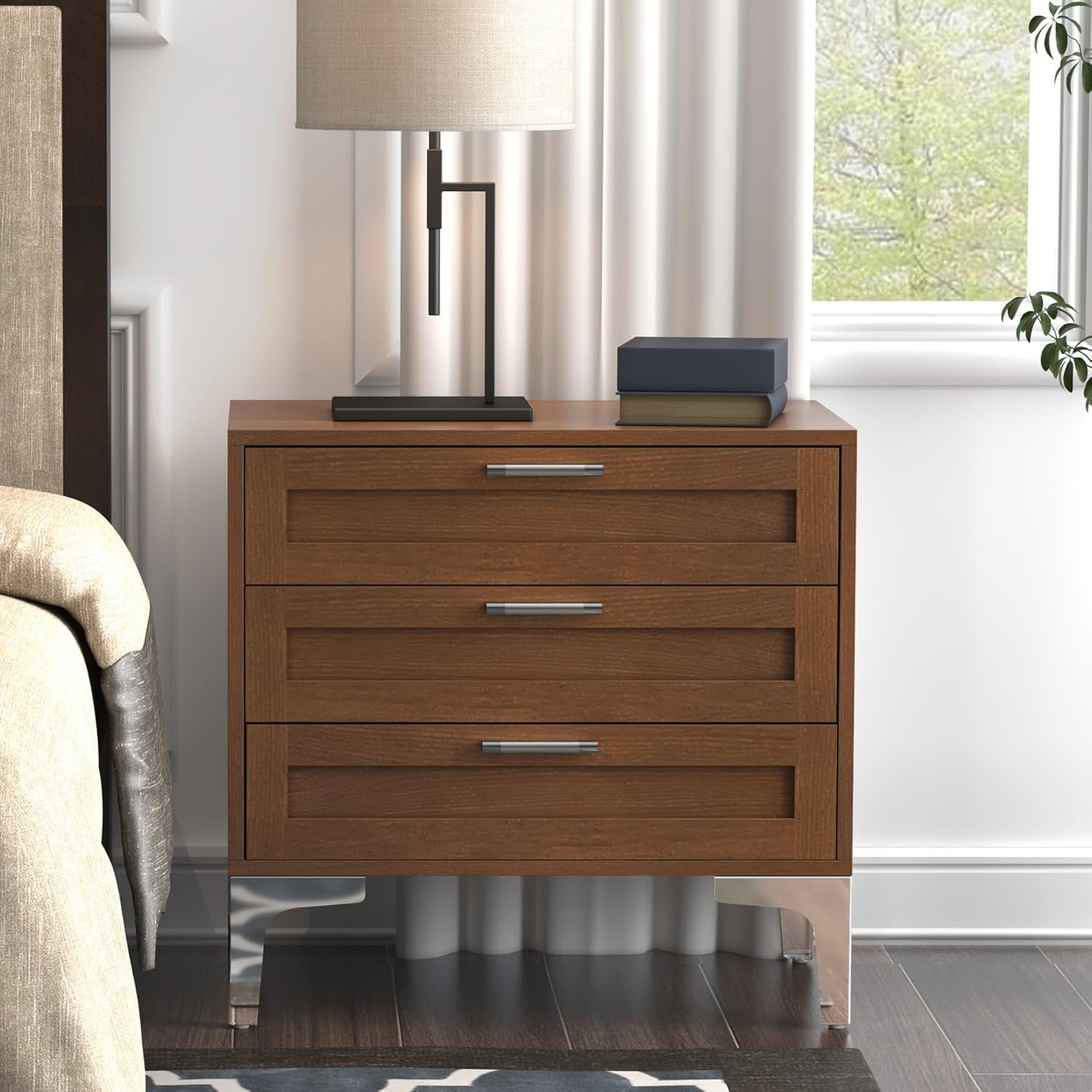 WiberWi Night Stand 3 Drawer Nightstand Dressers for Bedroom Mid ...