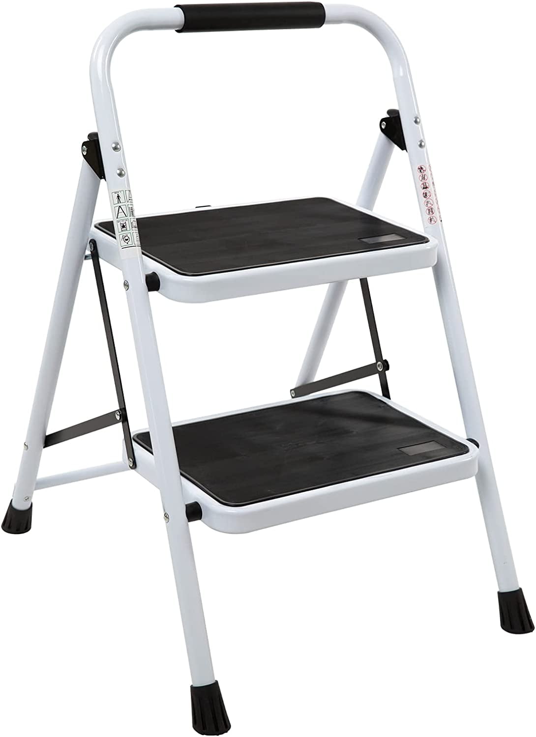 Wiberwi 2 Step Ladder Folding Step Stool for Adults with Handle 330 Lbs ...