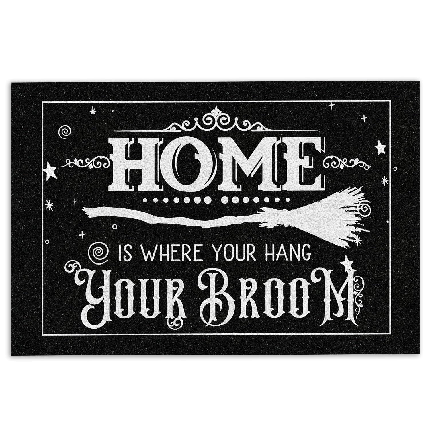 Wicca Door Mat Home is Where You Hang The Broom Wicca Witch Magical ...