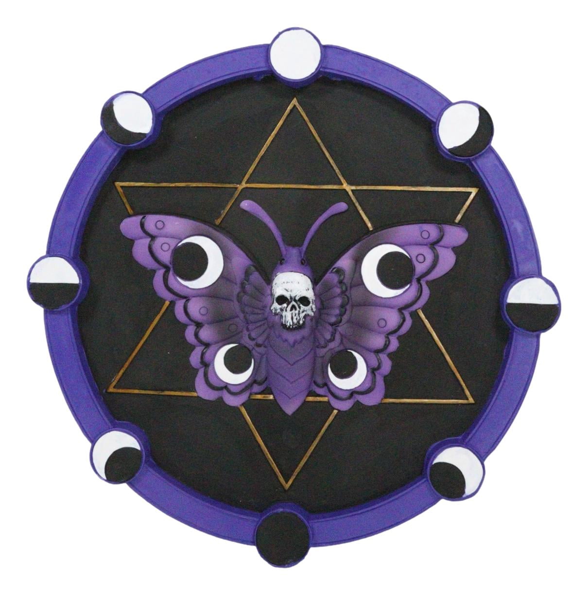 Wicca Gothic Morphing Skull Moth Pentagram Star Phases Of The Moon Wall ...