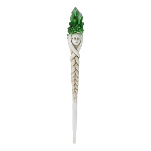 Wicca Green Crystal Gaia Earth Goddess Cosplay Magic Wand 9" Accessory ...