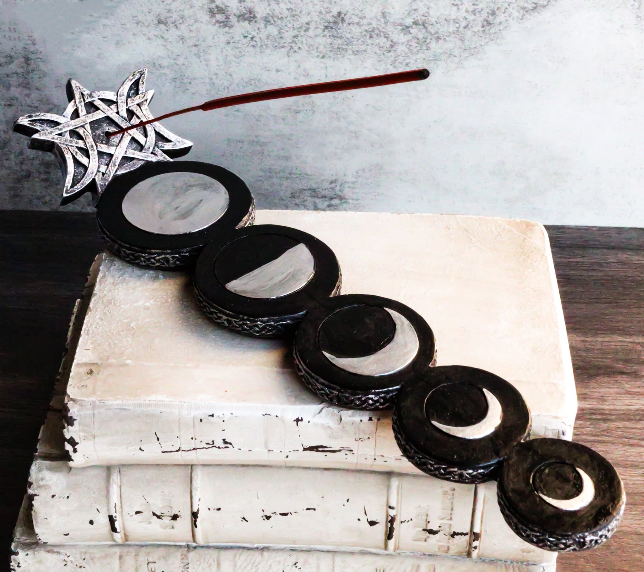Wicca Mystic Triple Moon Phases Sacred Goddesses Incense Stick Holder ...