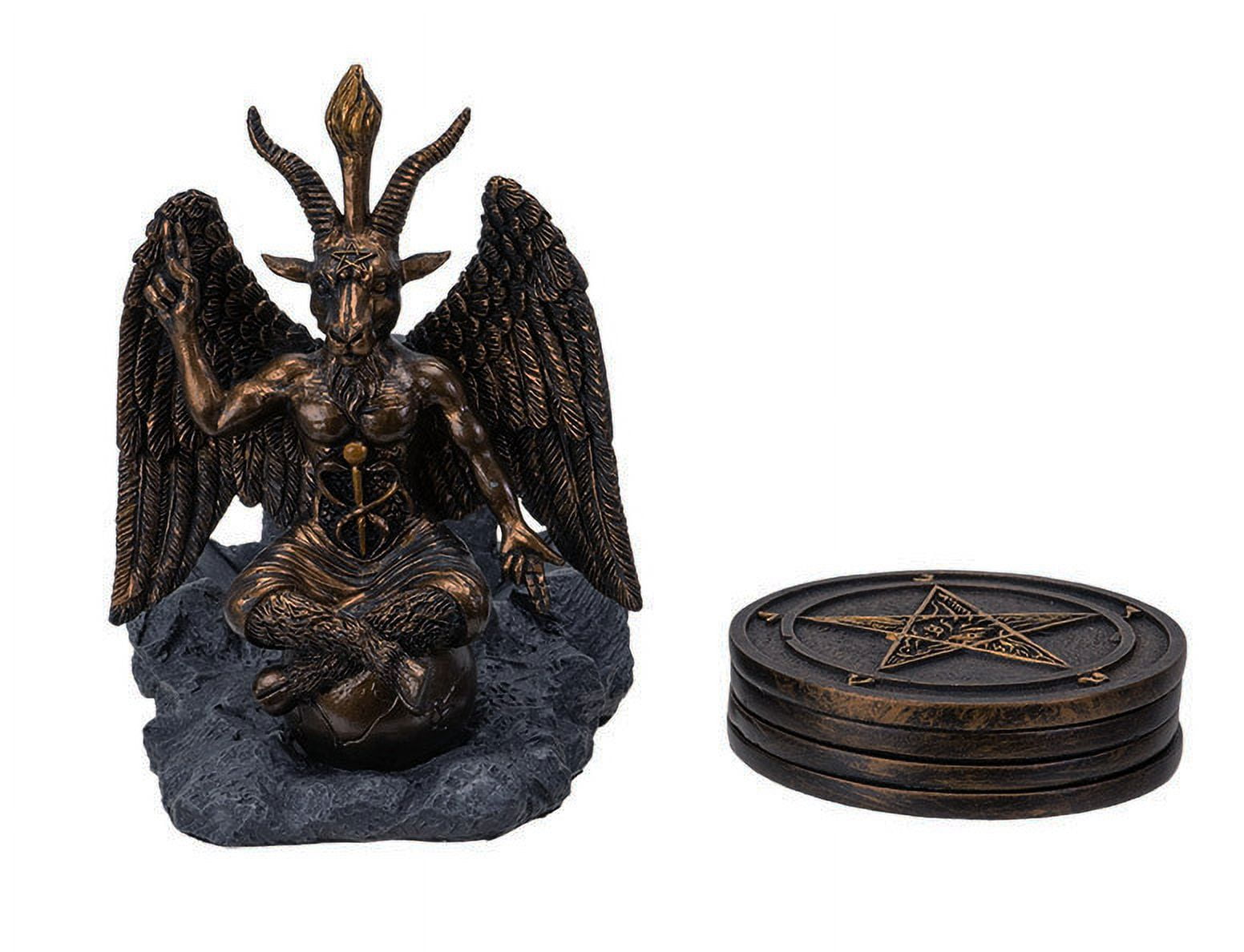 Wicca Occult Sabbatic Goat Baphomet Sitting On Globe Round Coaster ...