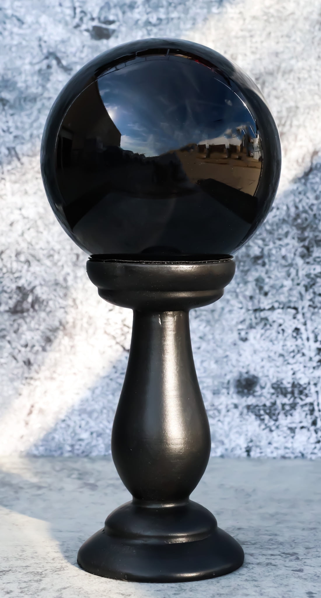 Wicca Occult Witchcraft Witch Black Crystal Glass Gazing Ball On Stand ...