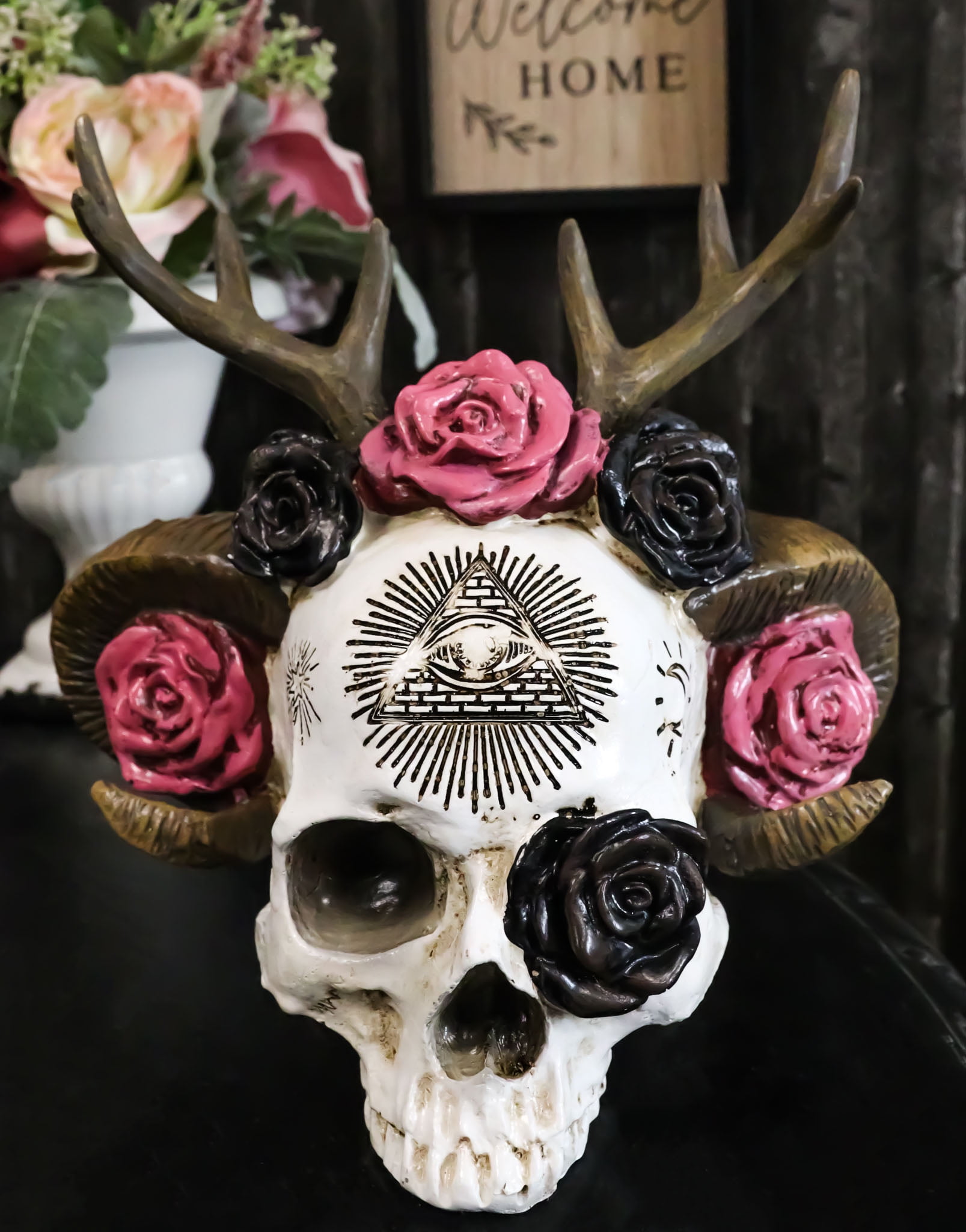 Wicca Pagan Horned God Ram Moon Goddess Antler All Seeing Eye Skull ...