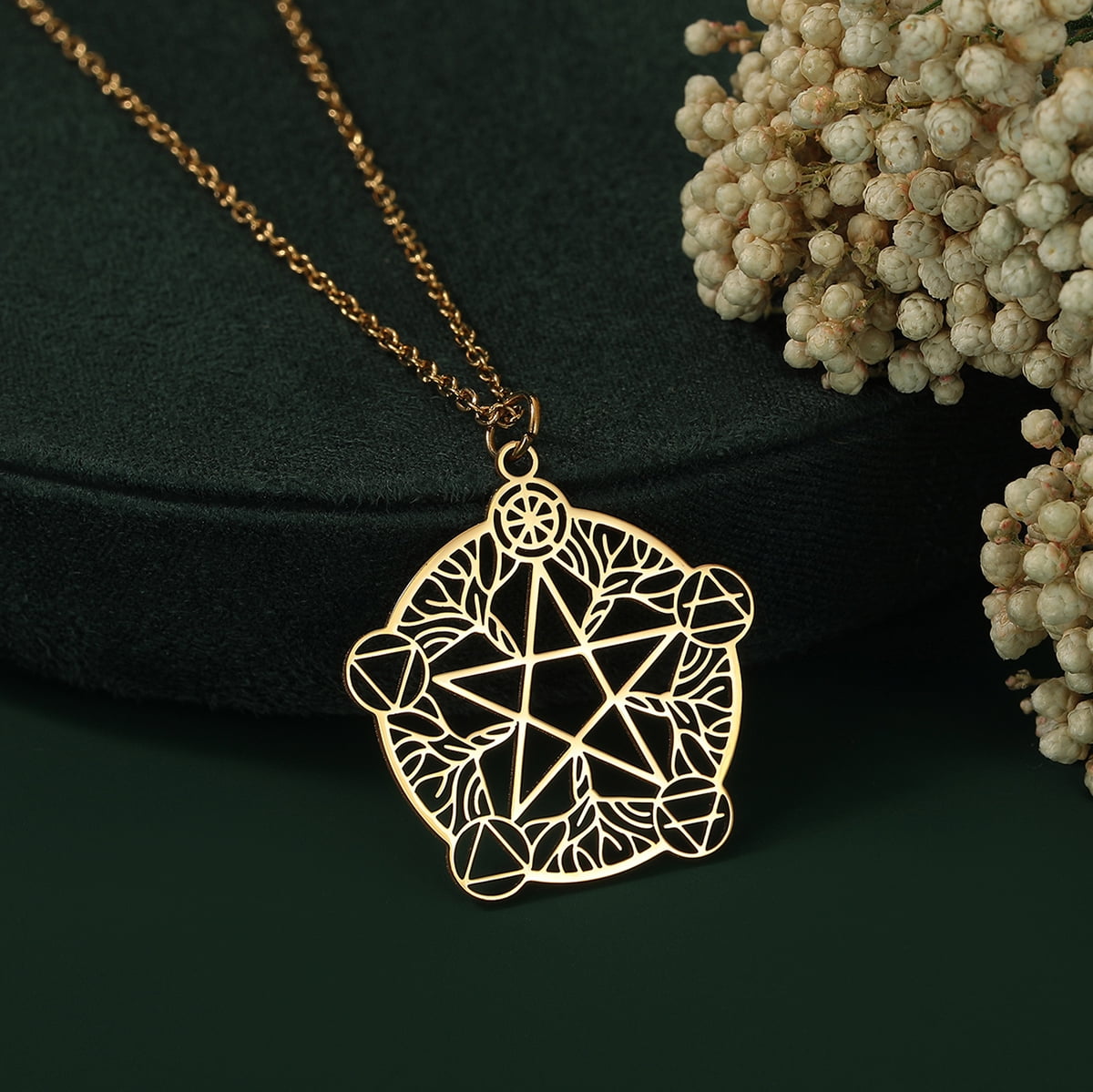 Wicca Pentagram Witch Pendant Necklace Stainless Steel Amulet for ...
