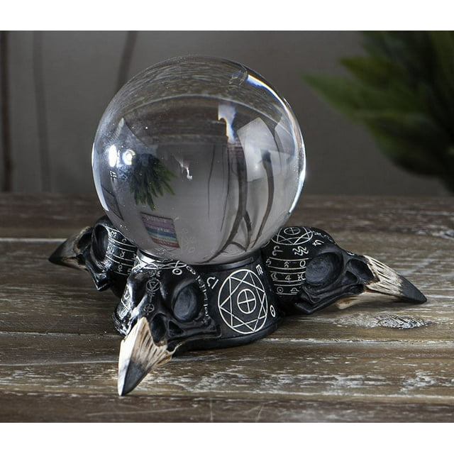 Wicca Psychic Raven Skulls Sacred Geometry Crystal Glass Gazing Ball ...