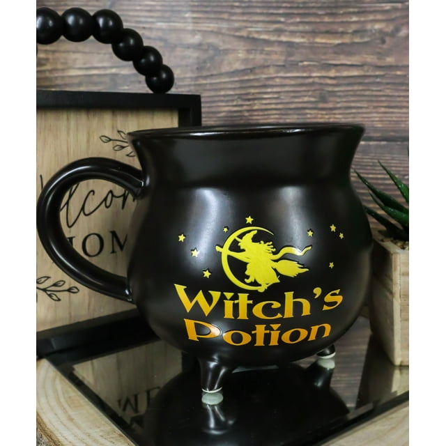 Wicca Sacred Witch's Potion Porcelain Black Cauldron Bowl Large Mug ...