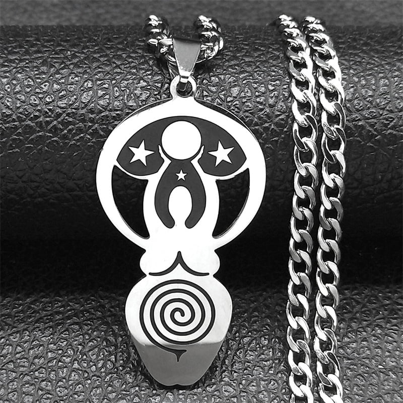 Wicca Triple Moon Goddess Hecate Necklace for Women Men 14K White Gold ...