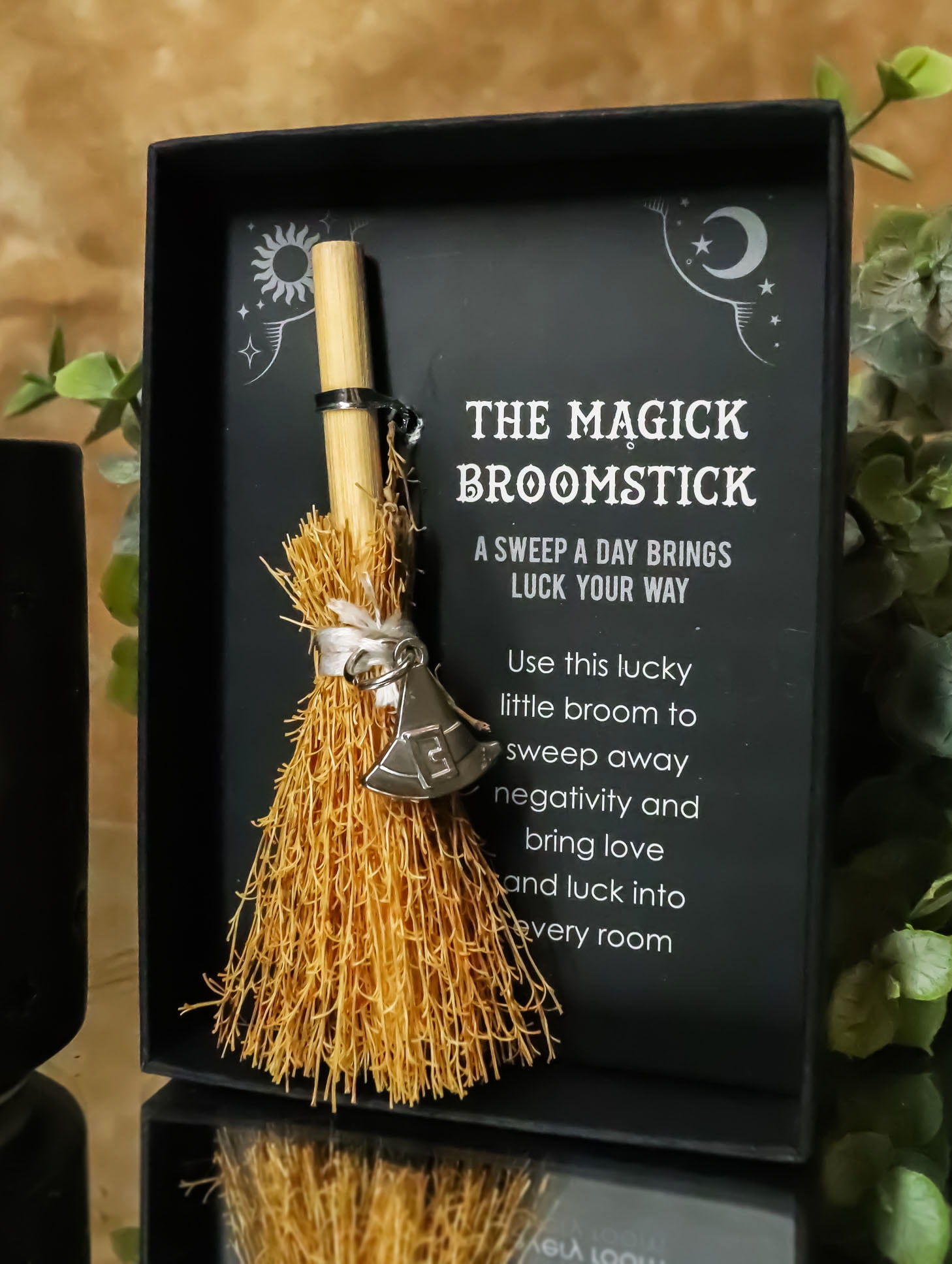 Wicca Witch Broom Magick Broomstick With Sorcerer Magic Hat Pendant ...