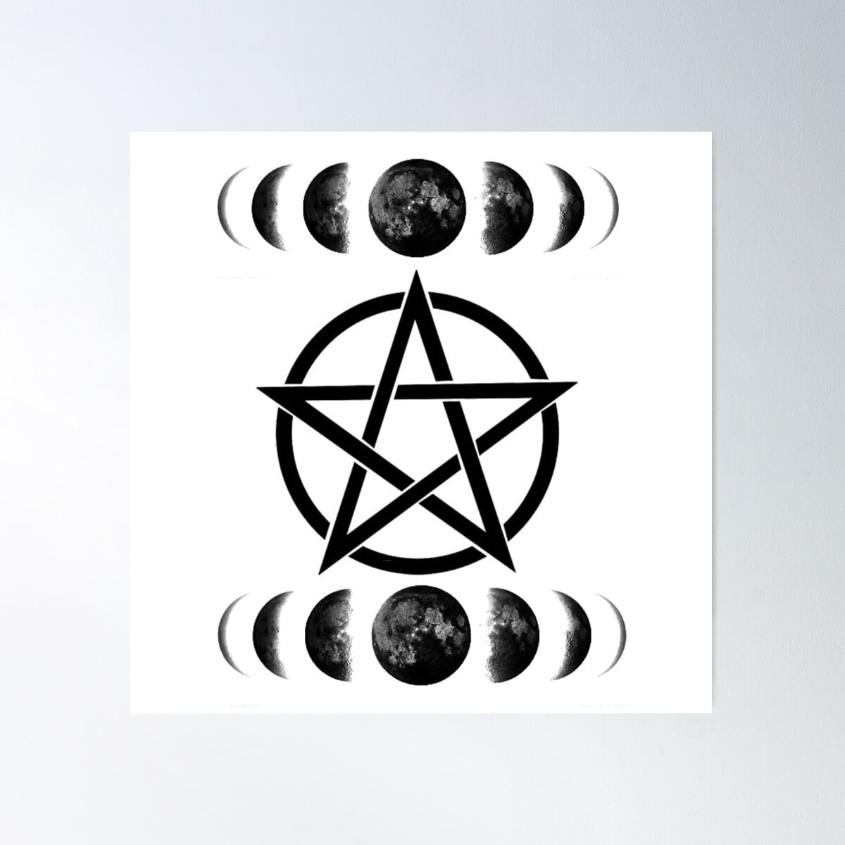 Wicca Witchcraft Pentagram Pentacle Moon Phases Poster Wall Art, Modern ...