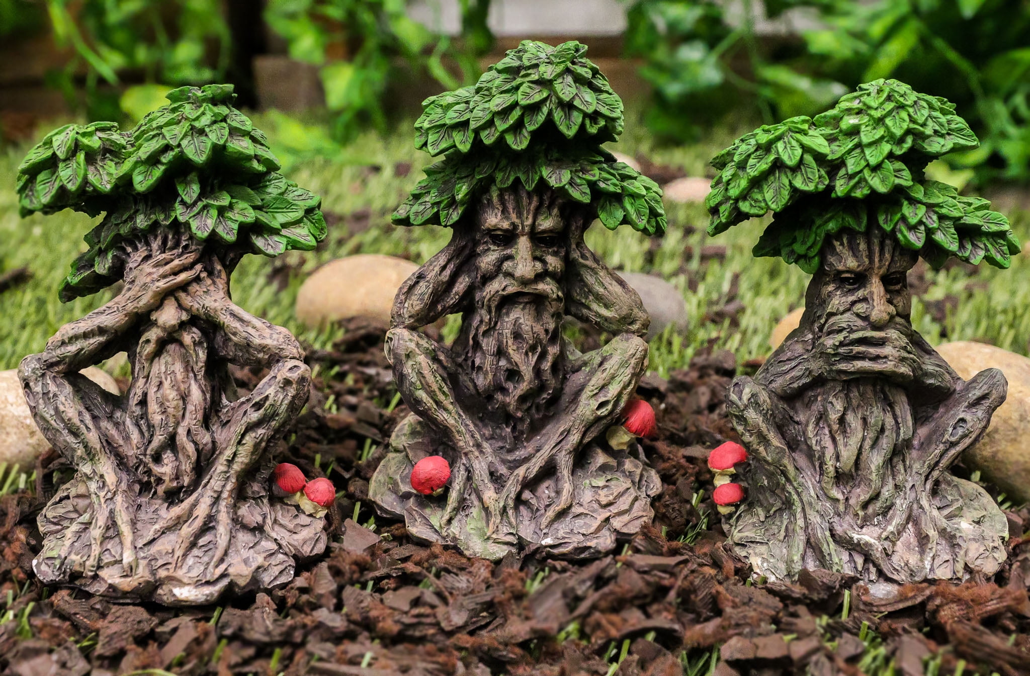 Wiccan Forest Spirit Deity See Hear Speak No Evil Greenman Tree Ents ...