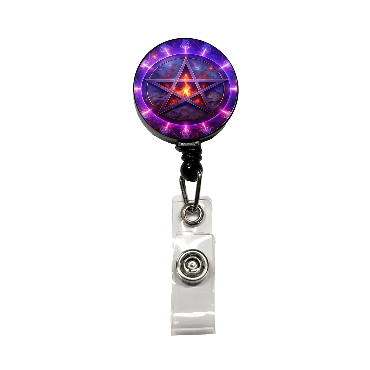 Wiccan Purple Pentagram Evil Summoning Circle Retractable Reel ID Badge ...