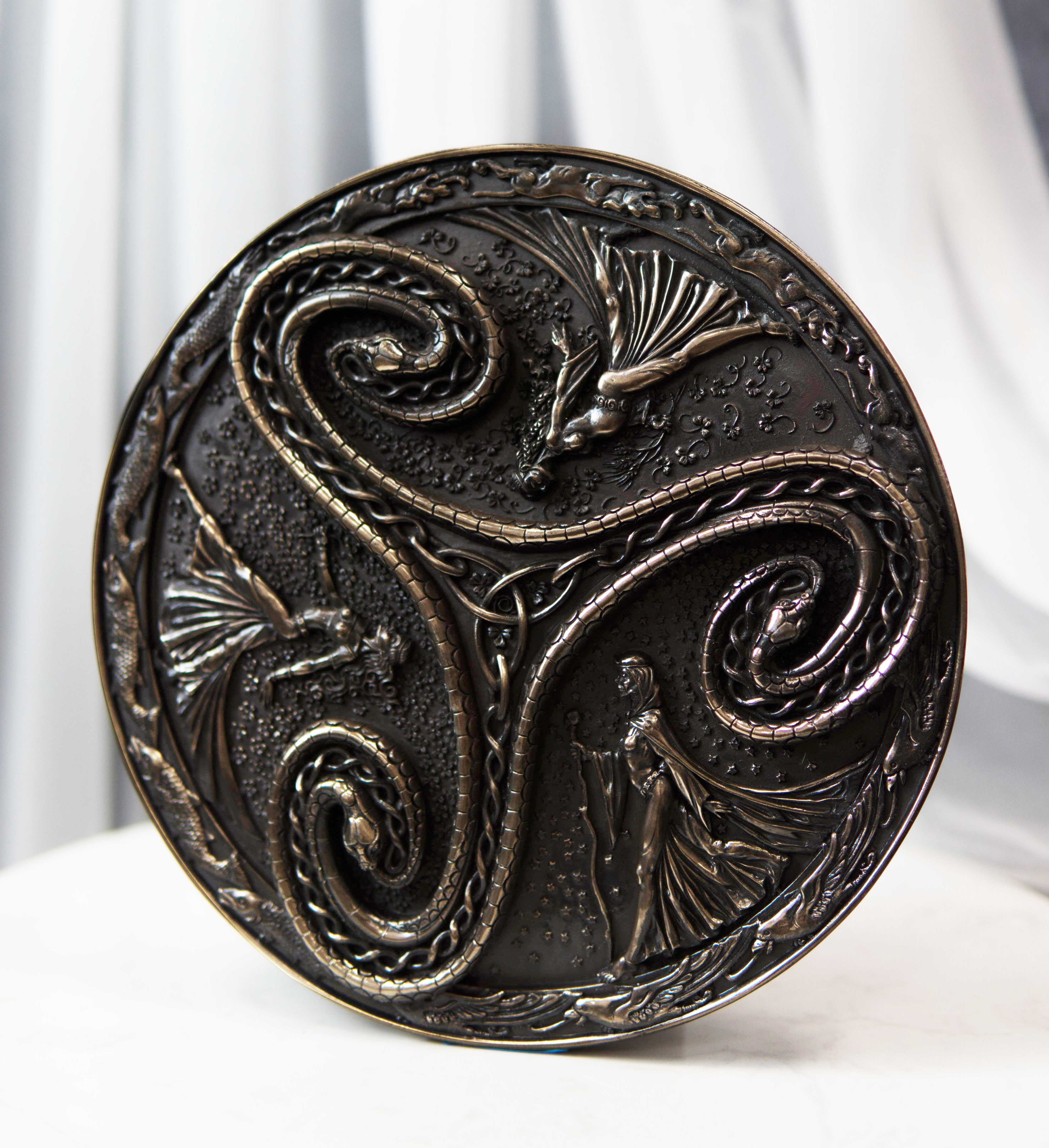 Wiccan Triple Goddess Triskele Spiral Serpent in Rune Circle Wall ...