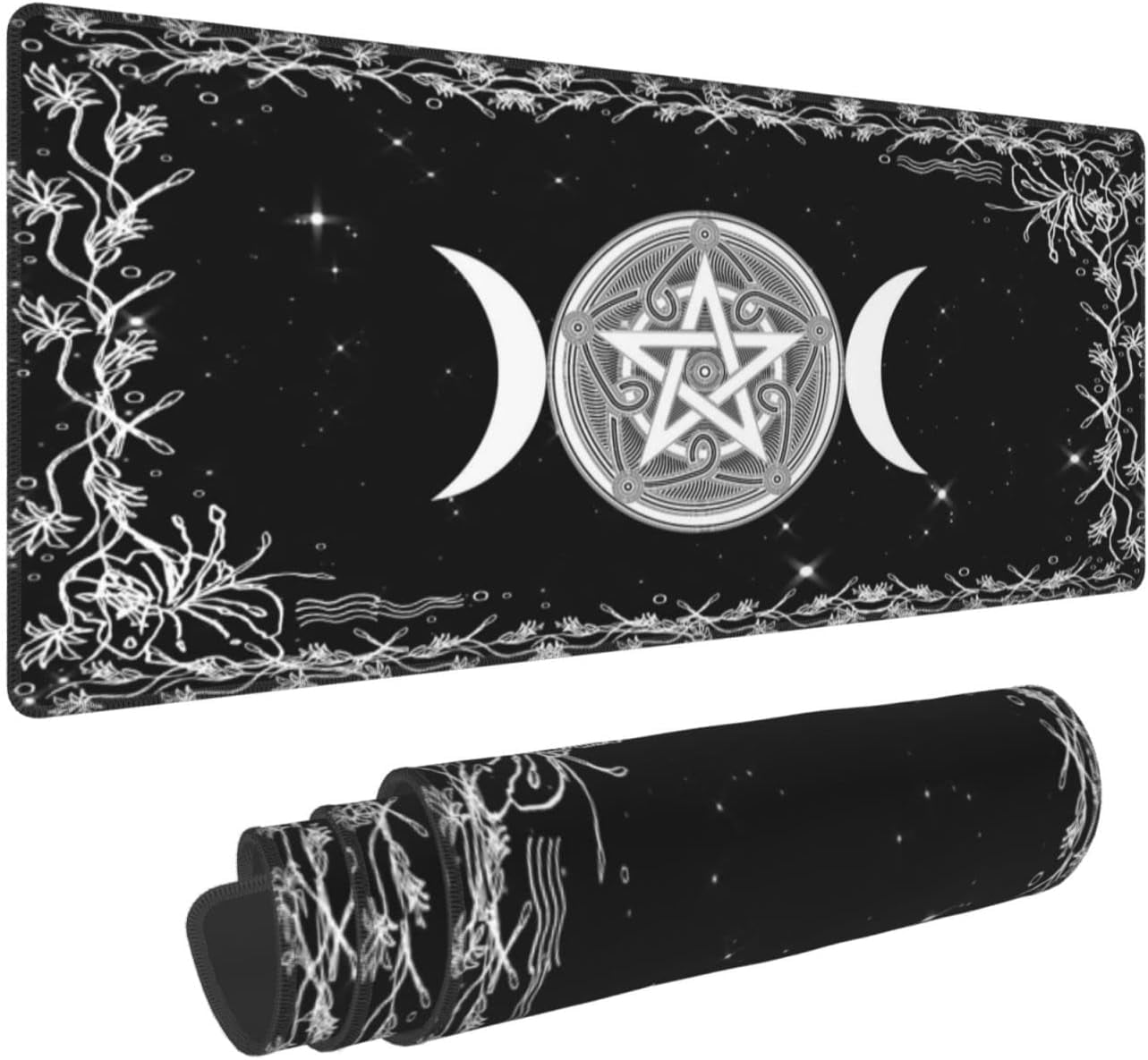 Wiccan Triple Moon Pentagram Black White Wicca Pagan Gaming Keyboard ...