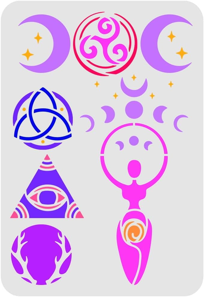 Wiccan/Witch Symbols Stencils 11.6x8.3 inch Viking Celtic Knot Stencils ...