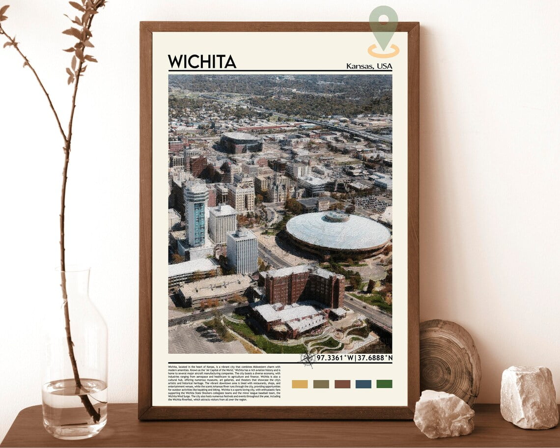 Wichita Print, Wichita Poster, Wichita Wall Art, Wichita Travel Print ...