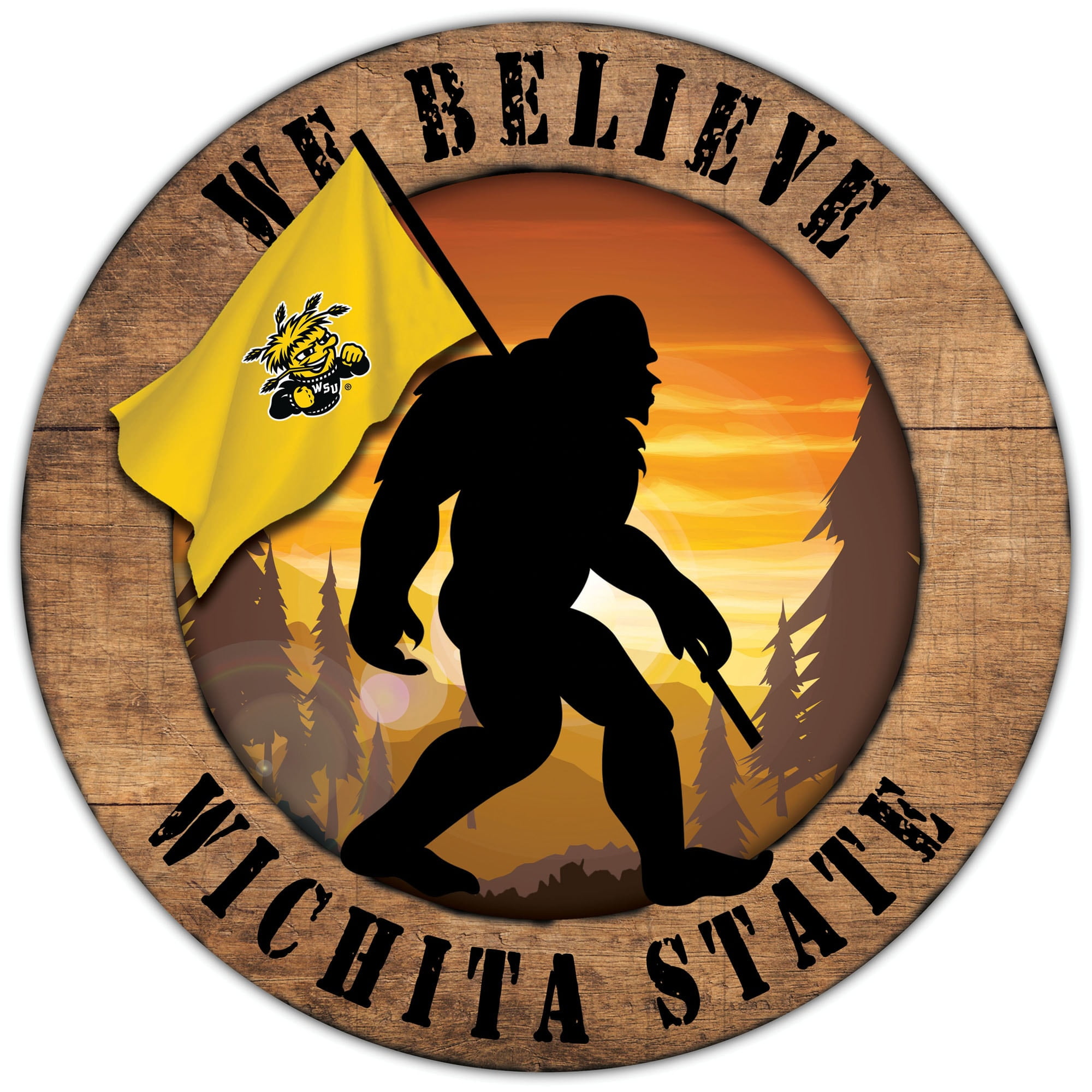 Wichita State Shockers 12'' We Believe Bigfoot Circle Sign - Walmart.com