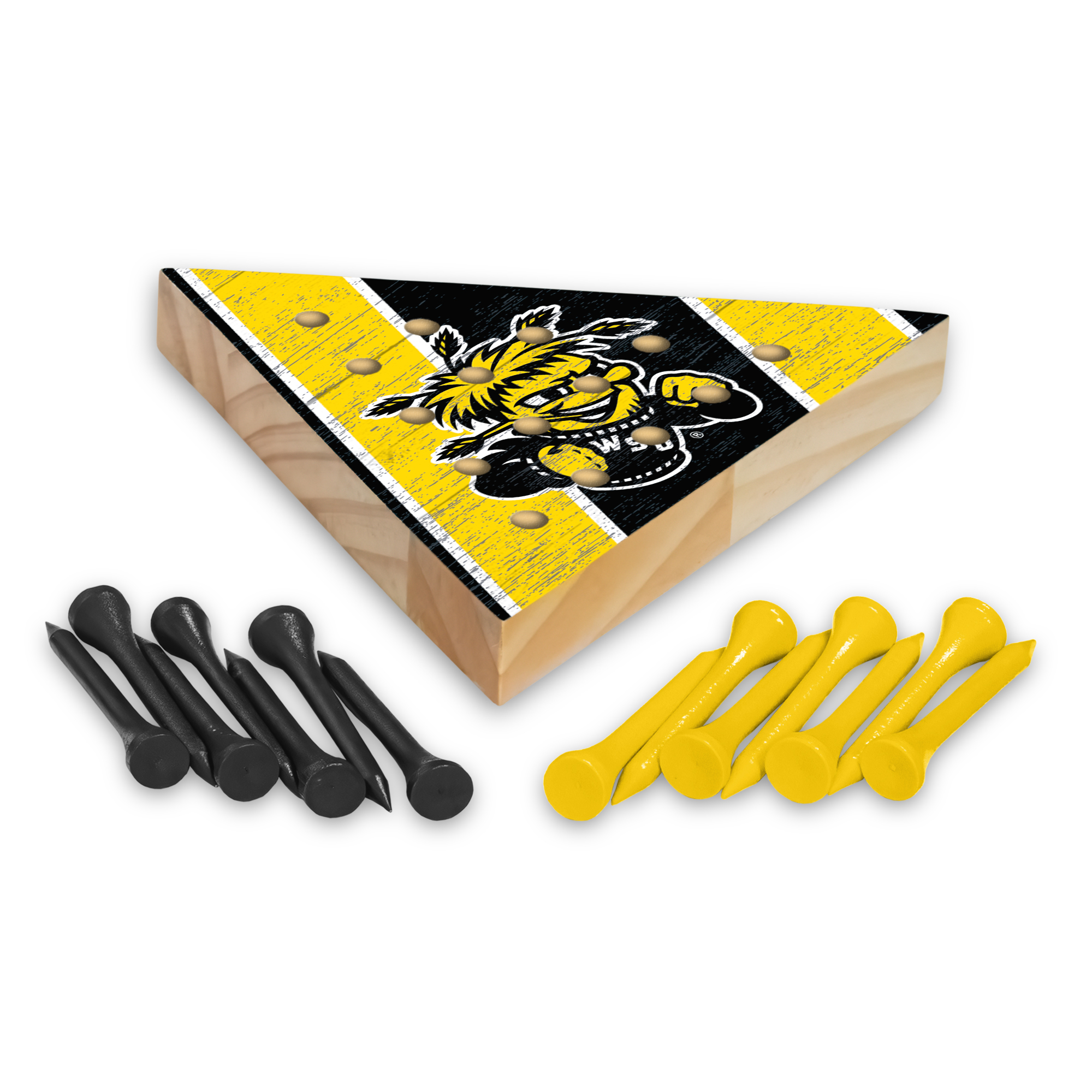Wichita State Shockers 4.5" x 4" Wooden Travel Sized Pyramid Game - Toy ...